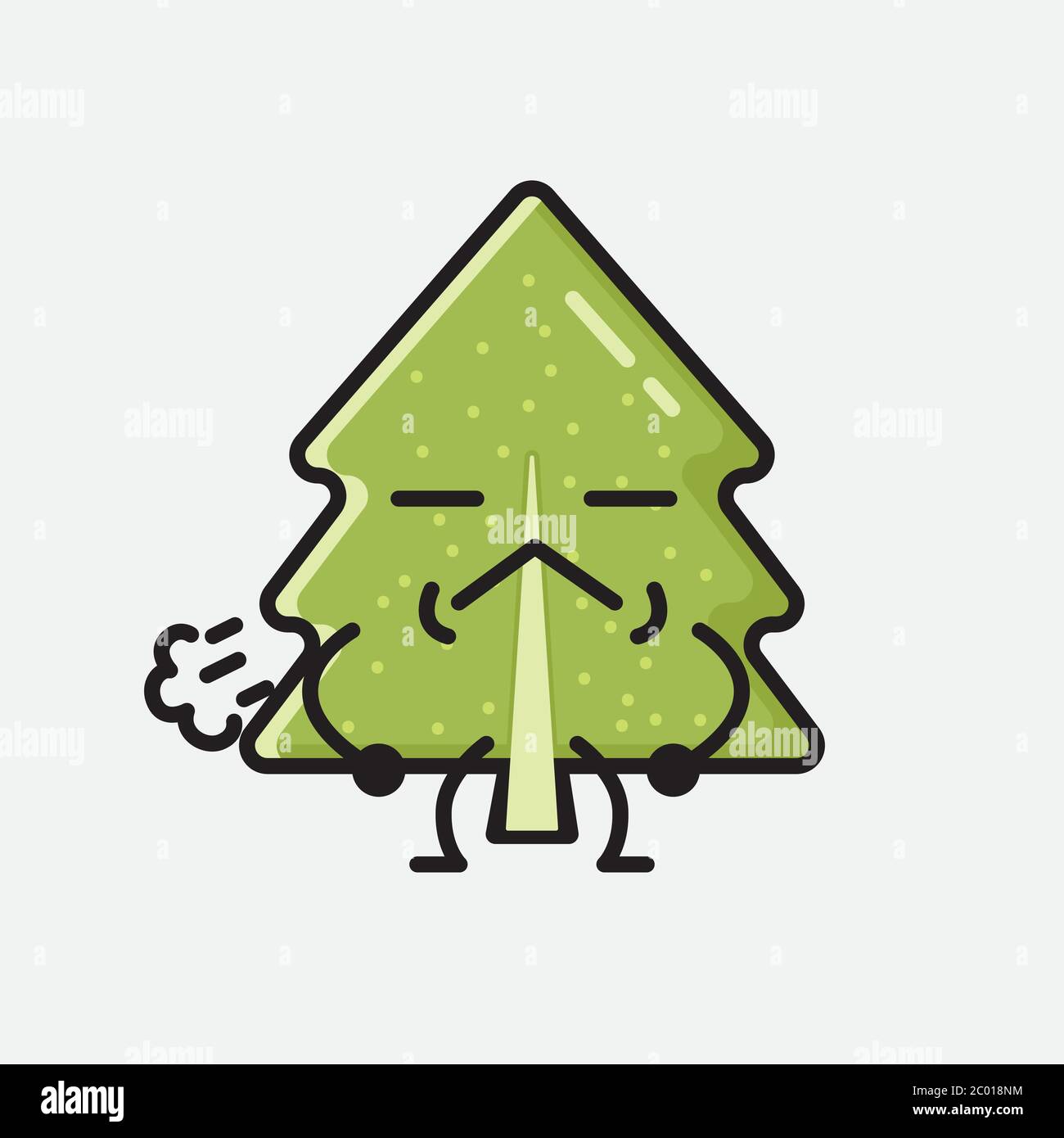 An Illustration of Cute Pine Tree Mascot Vector Character in Flat ...