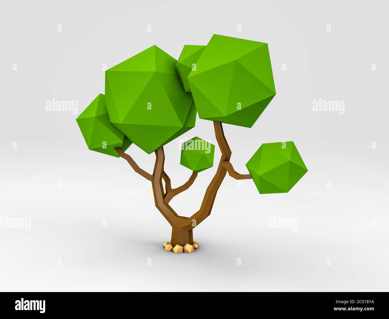3d Rendering of tree in low poly style, clipping path included Stock ...