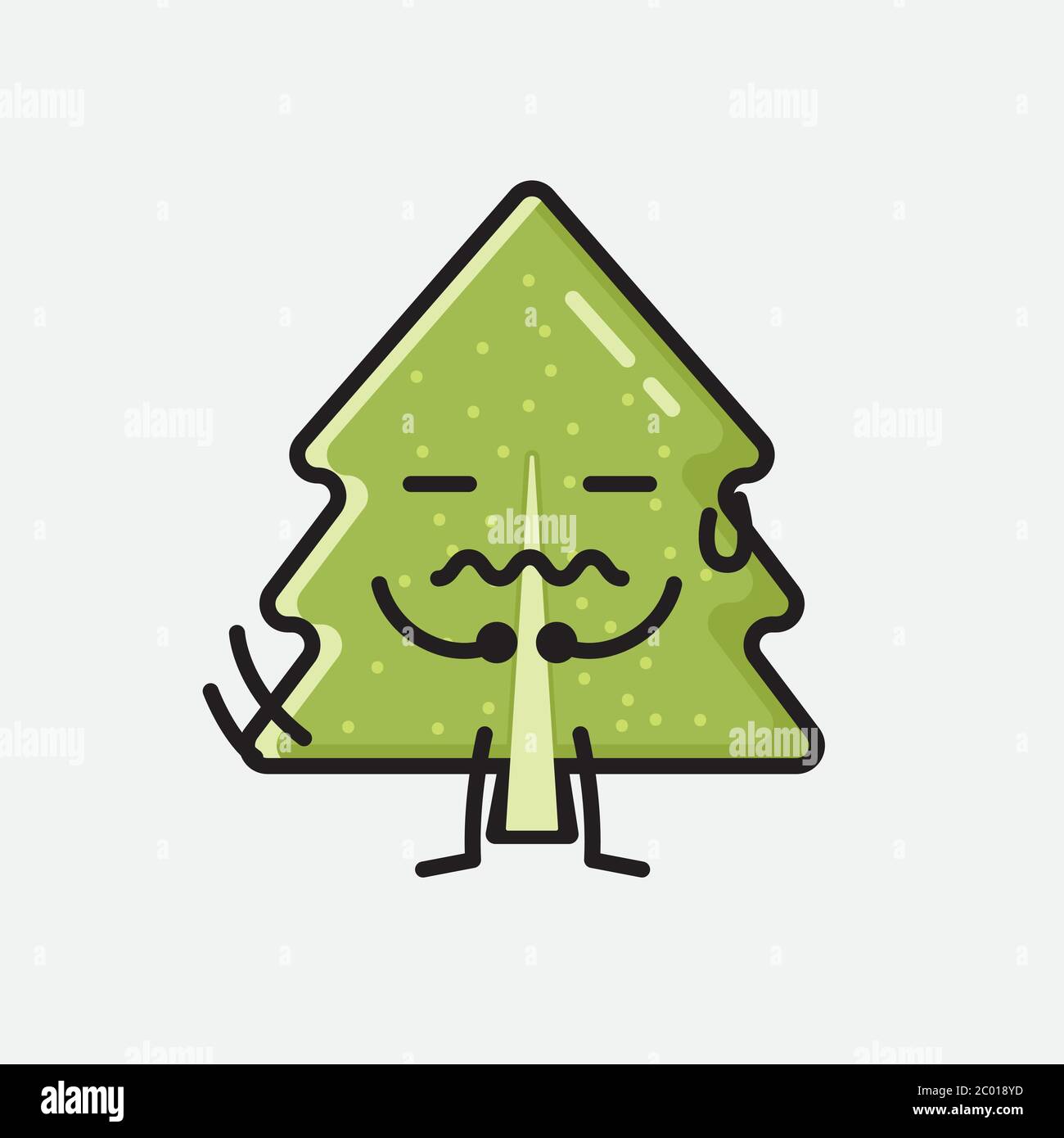 An Illustration of Cute Pine Tree Mascot Vector Character in Flat ...