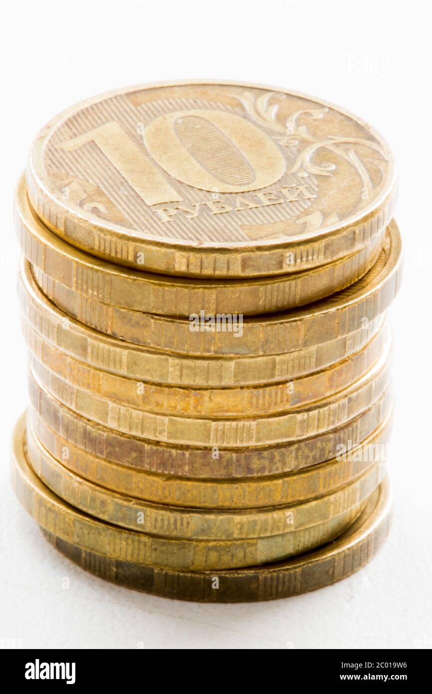 Russian ruble coins closeup Stock Photo - Alamy