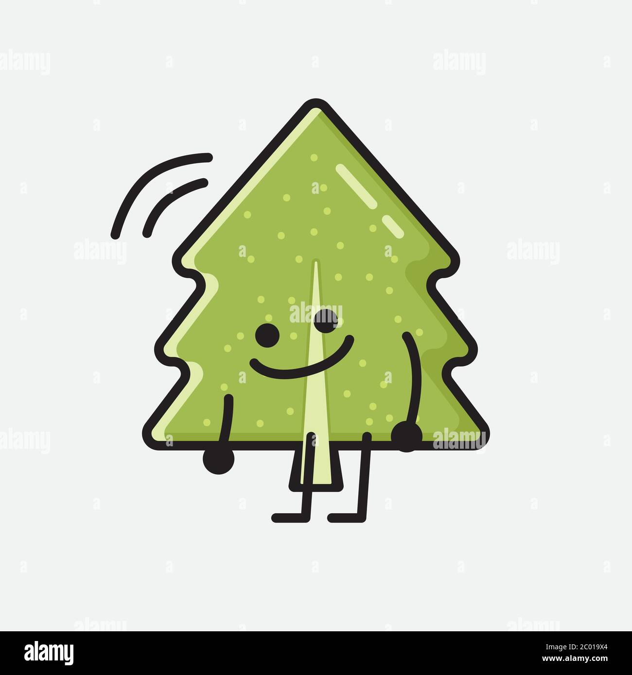 An Illustration of Cute Pine Tree Mascot Vector Character in Flat ...