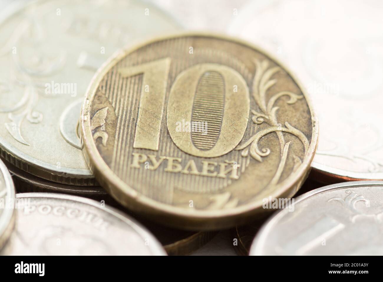 Russian ruble coins closeup Stock Photo - Alamy