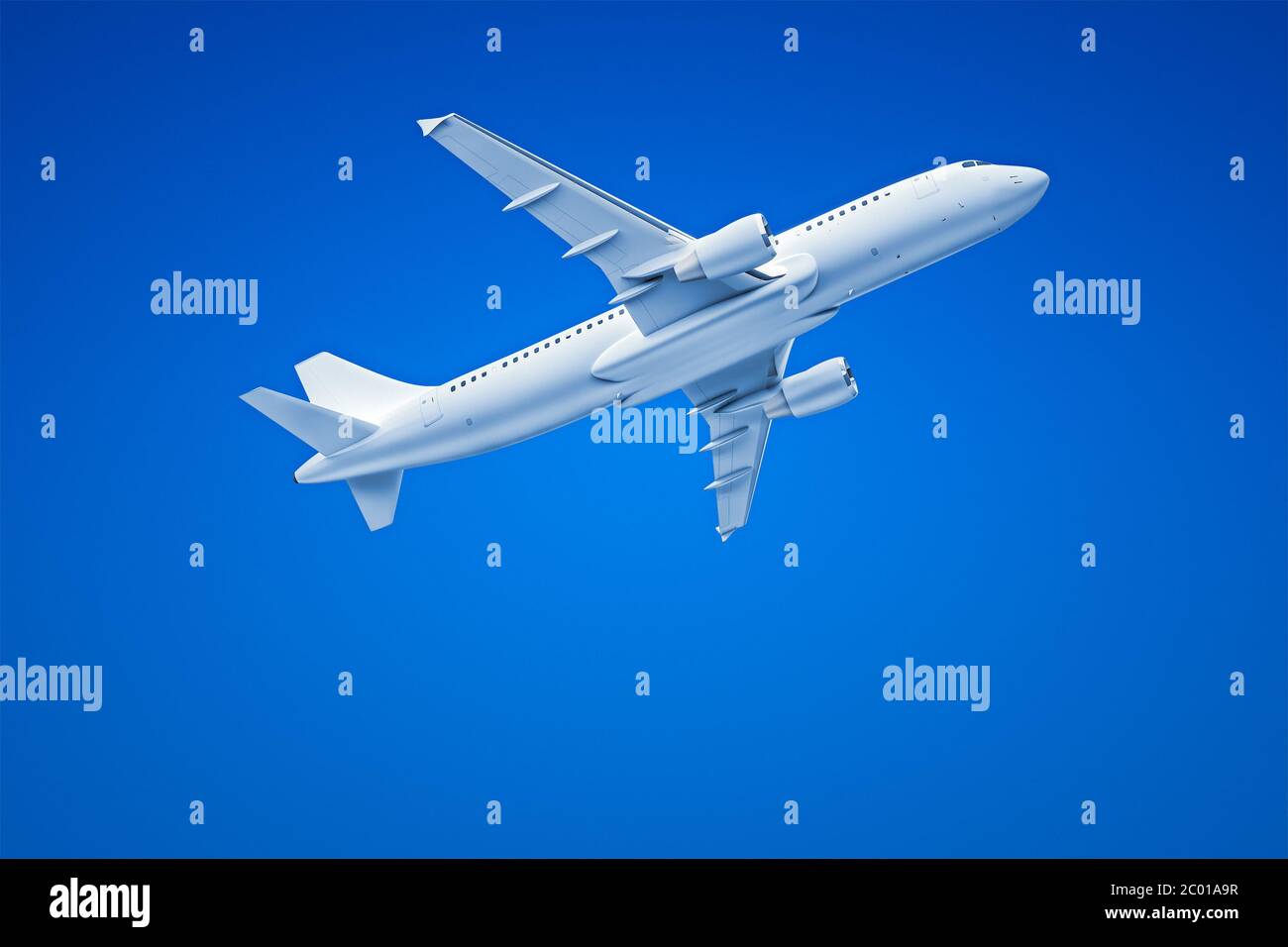 Airplane in the blue sky Stock Photo - Alamy