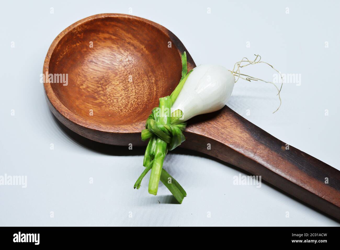 Fresh Green Spring Onion With Roots On An Isolated White Background ...