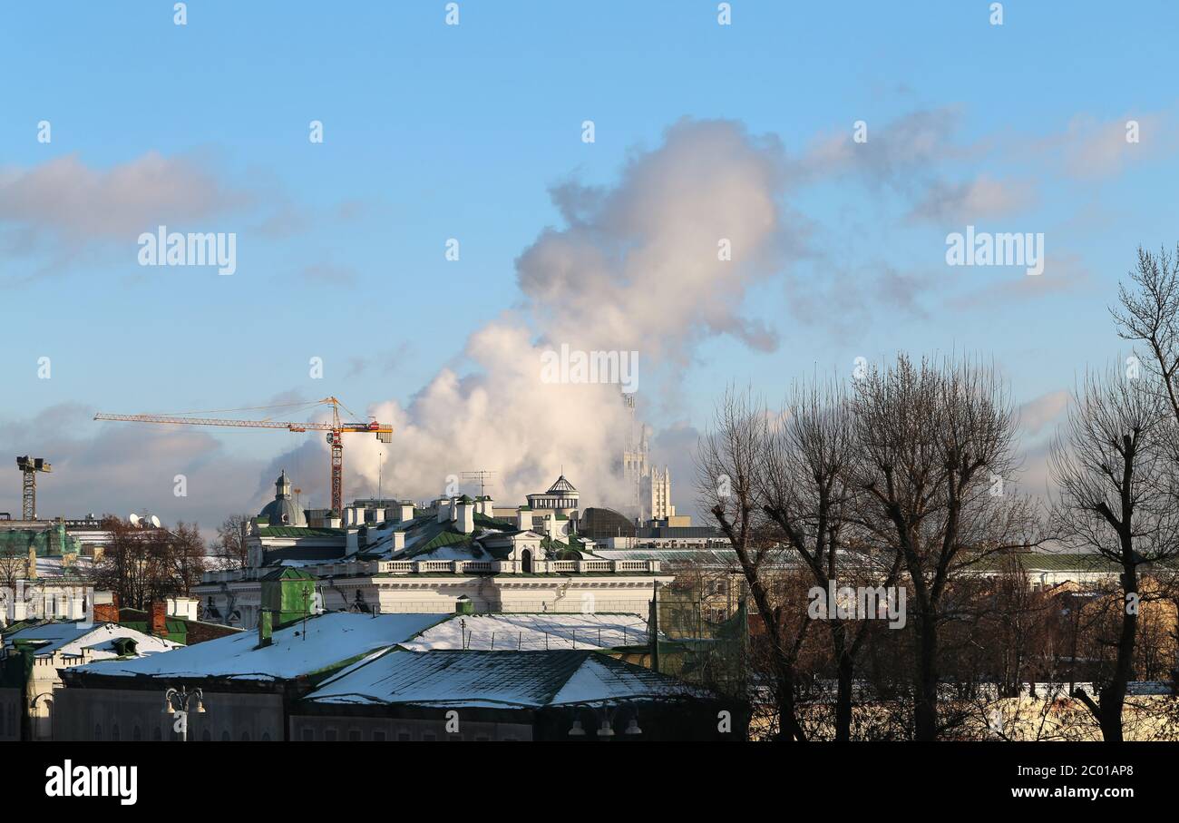 Landscape with snow blizzard Stock Photo - Alamy