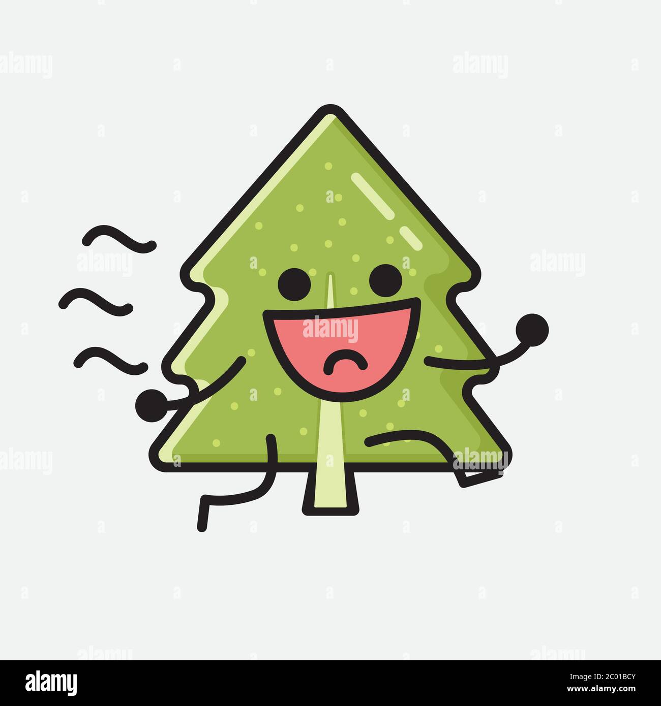 An Illustration of Cute Pine Tree Mascot Vector Character in Flat ...
