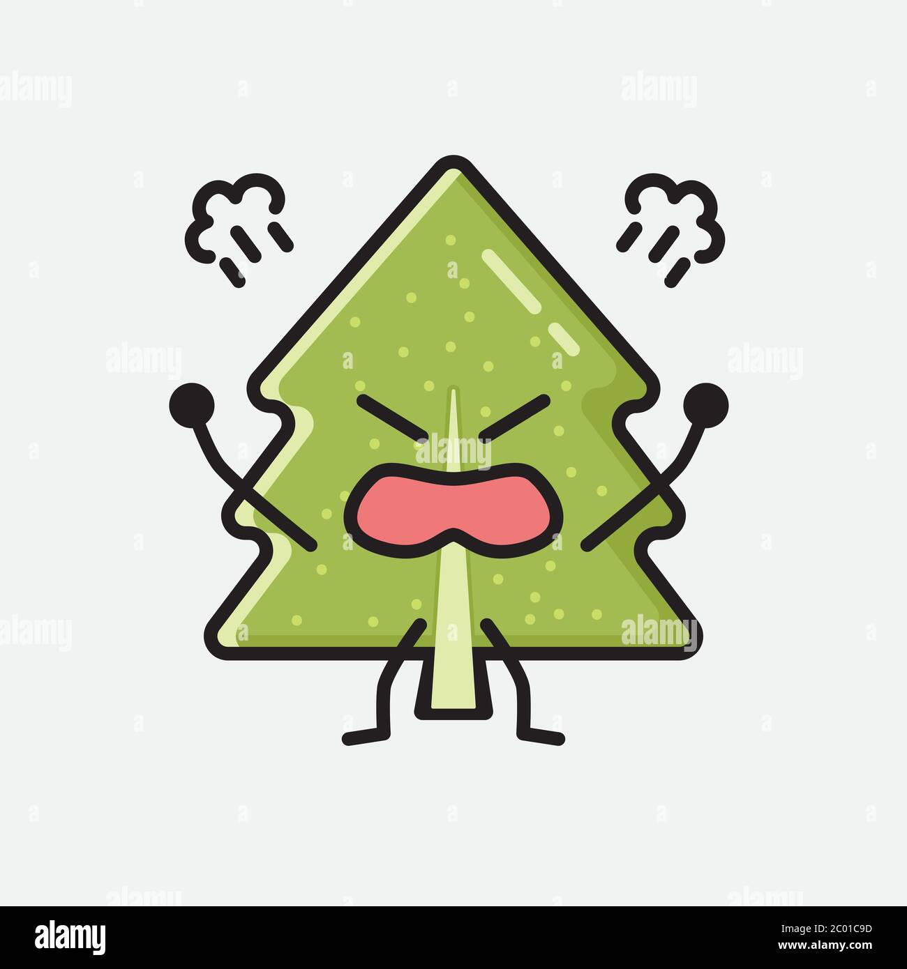 An Illustration of Cute Pine Tree Mascot Vector Character in Flat ...