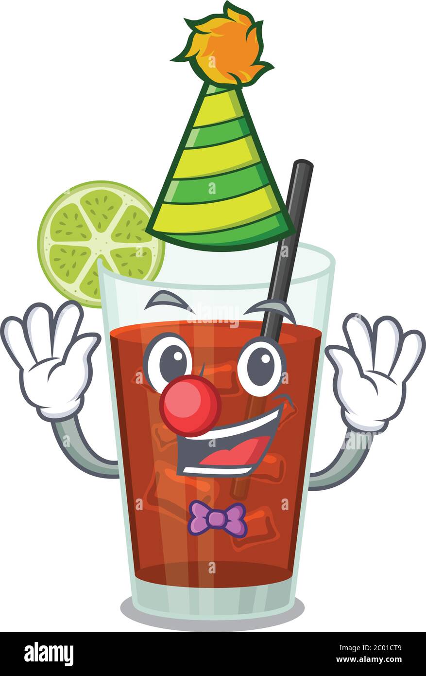 smiley clown cuba libre cocktail cartoon character design concept Stock ...