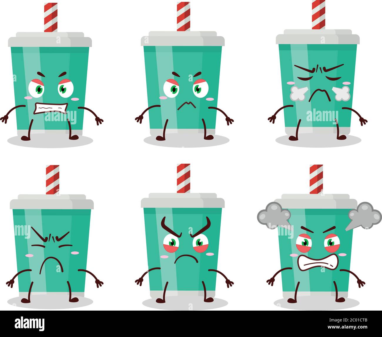 Soda bottle cartoon character with various angry expressions Stock ...
