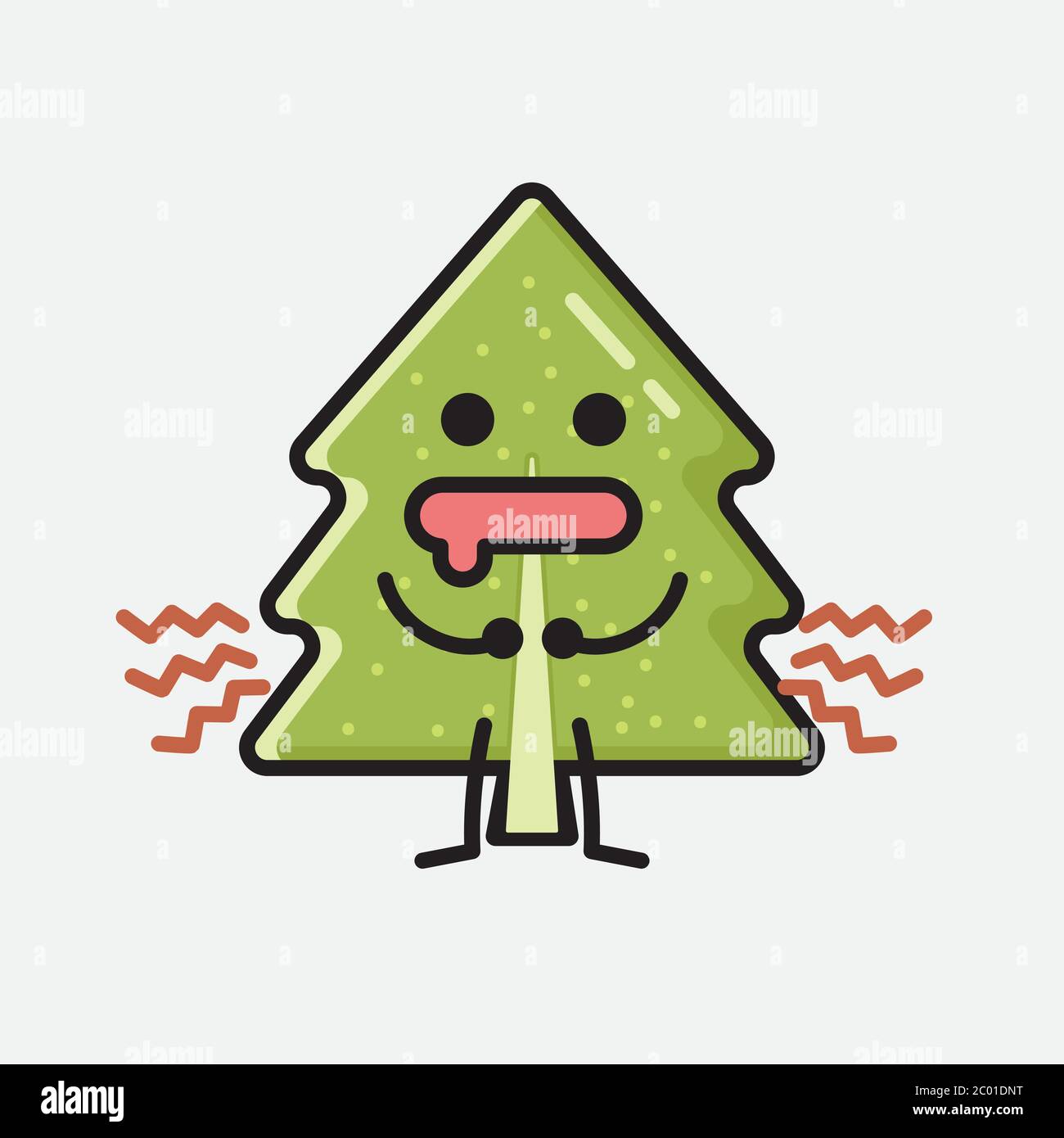 An Illustration of Cute Pine Tree Mascot Vector Character in Flat ...