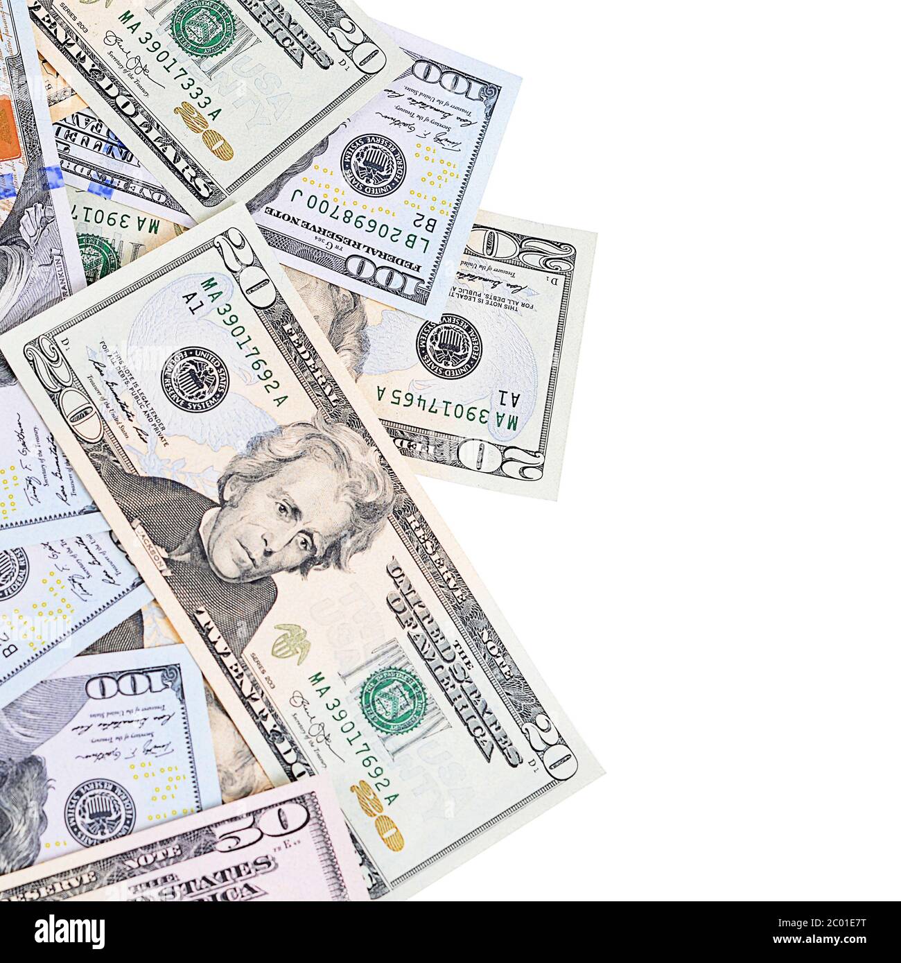 Dollar banknotes isolated on white background Stock Photo - Alamy