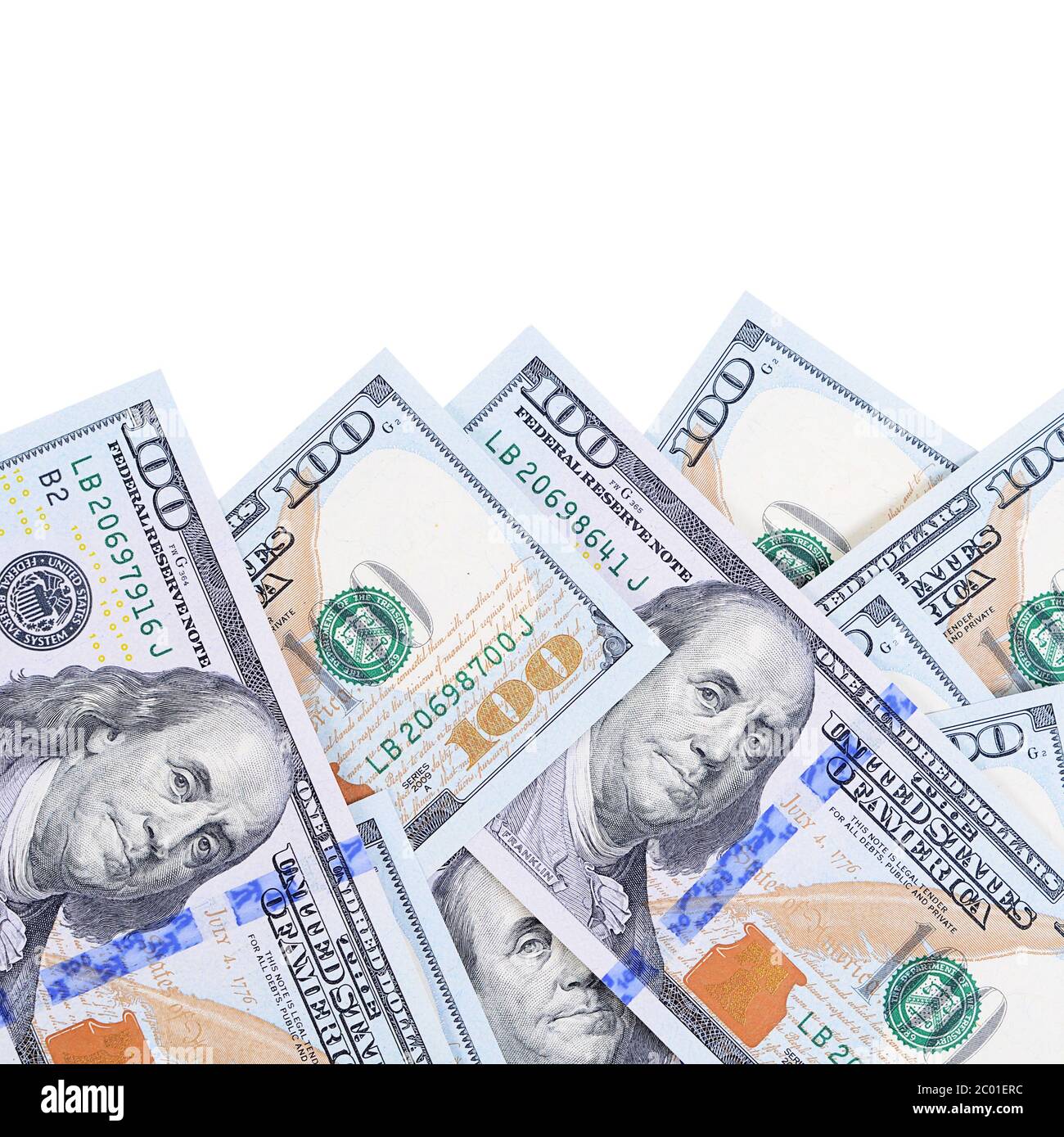 Hundred dollars isolated on white background Stock Photo - Alamy