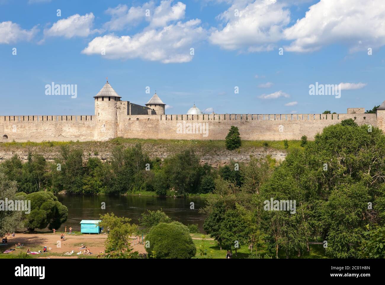 Ivangorod fortress at the border of Russia and Est Stock Photo - Alamy