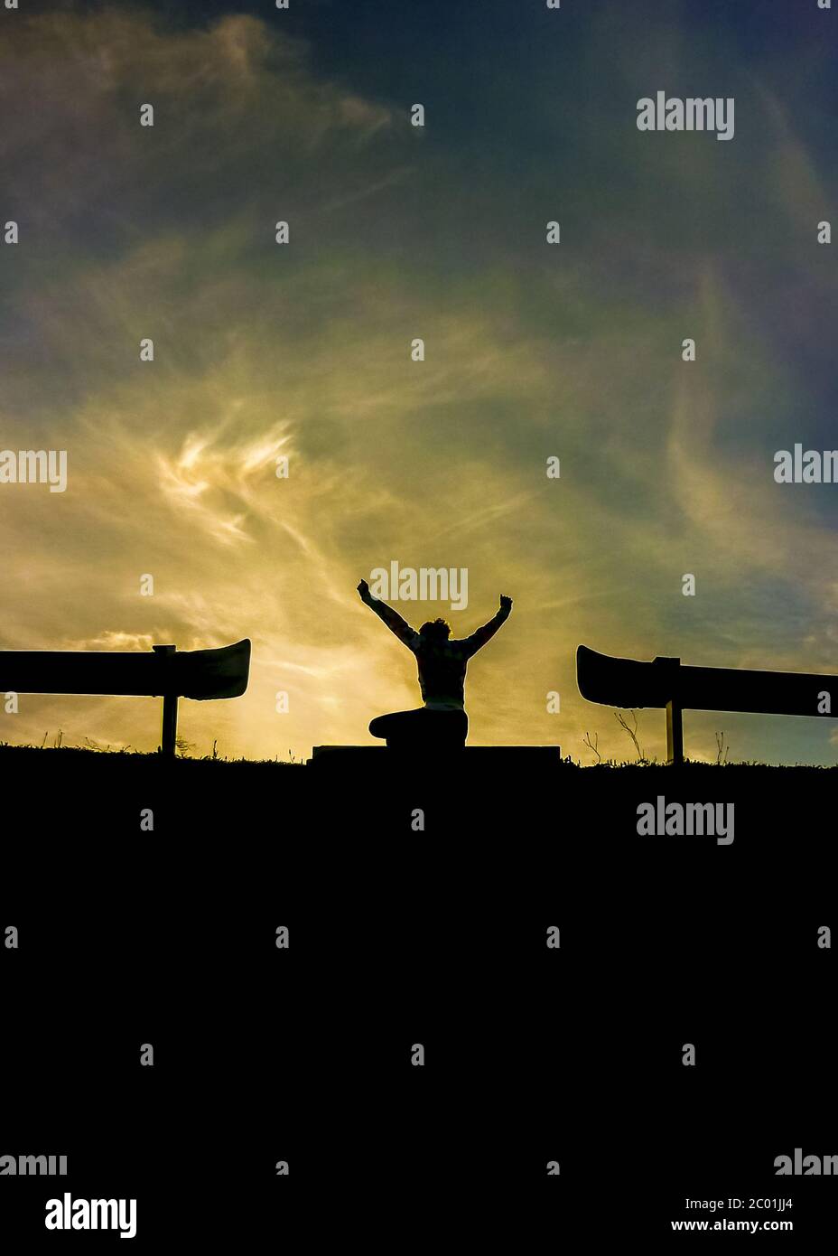 Woman with Arms Up Back View Stock Photo - Alamy