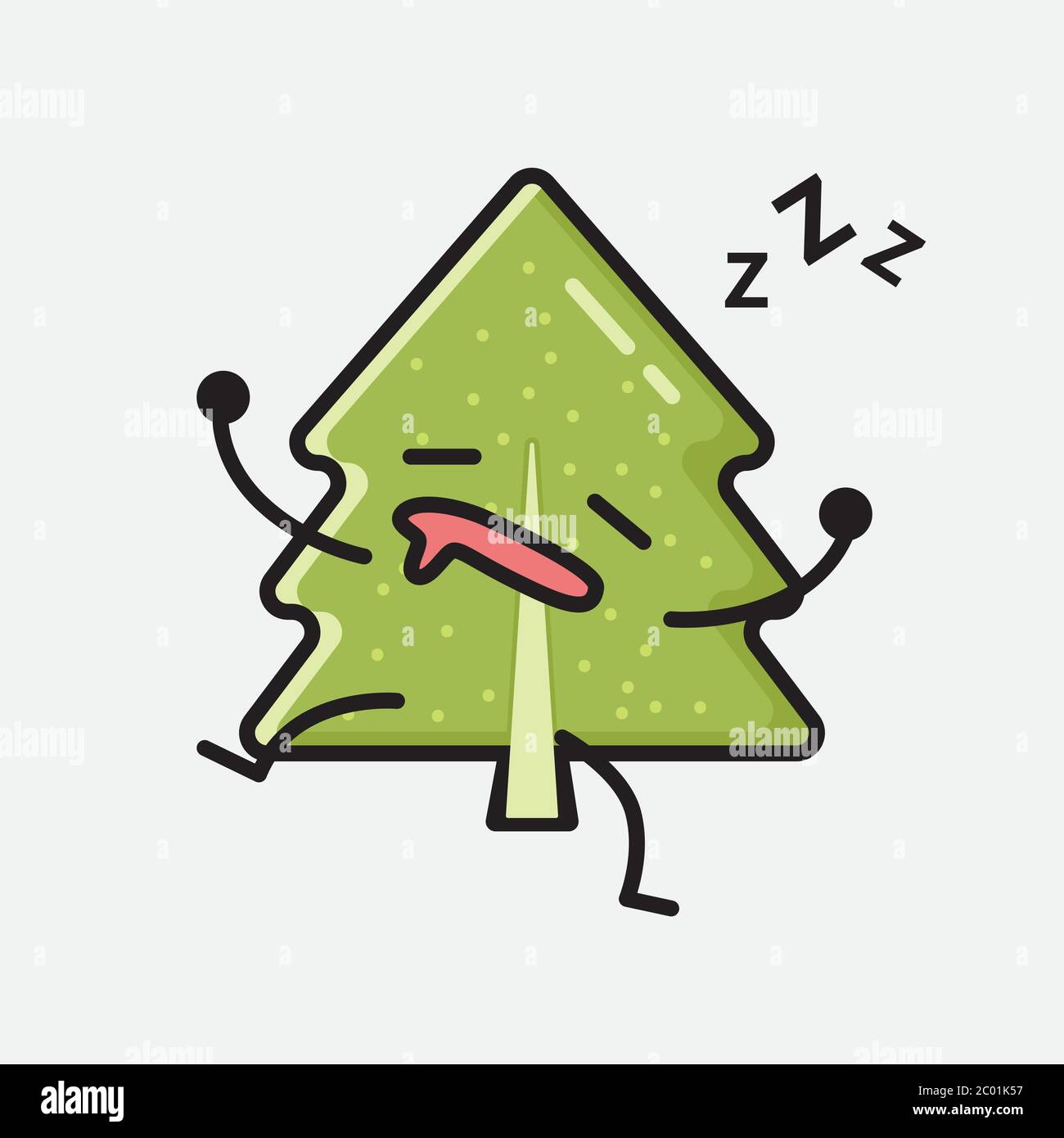 An Illustration of Cute Pine Tree Mascot Vector Character in Flat ...