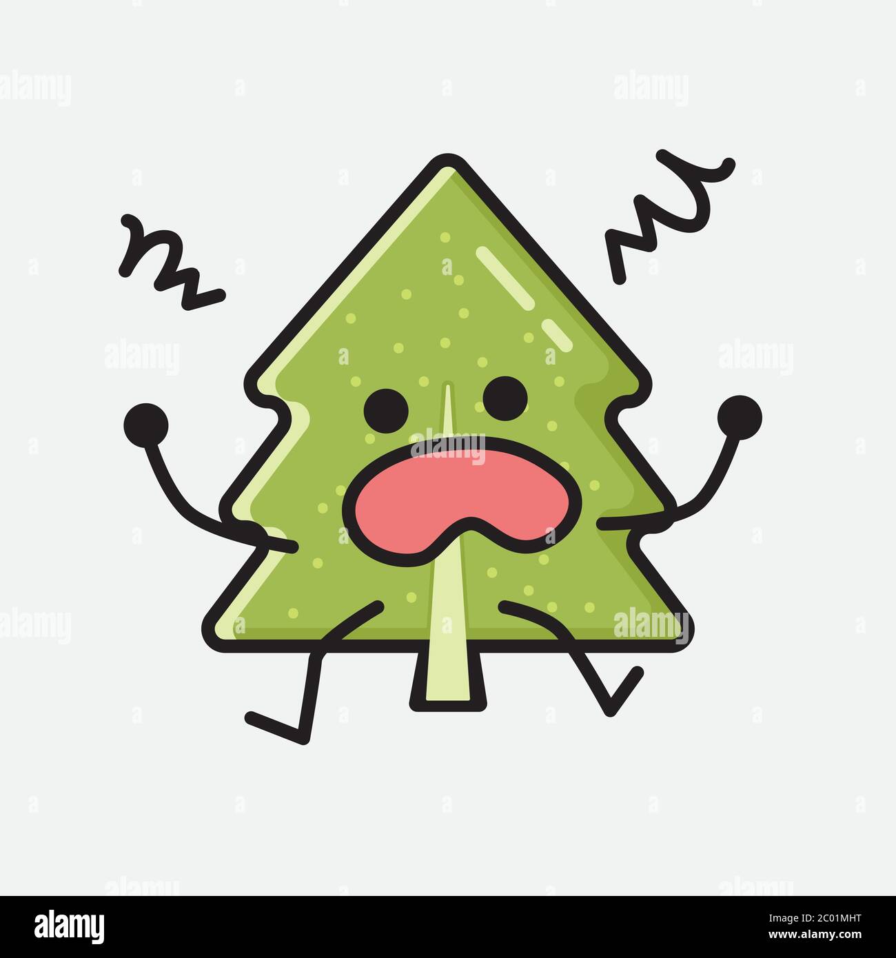 An Illustration of Cute Pine Tree Mascot Vector Character in Flat ...