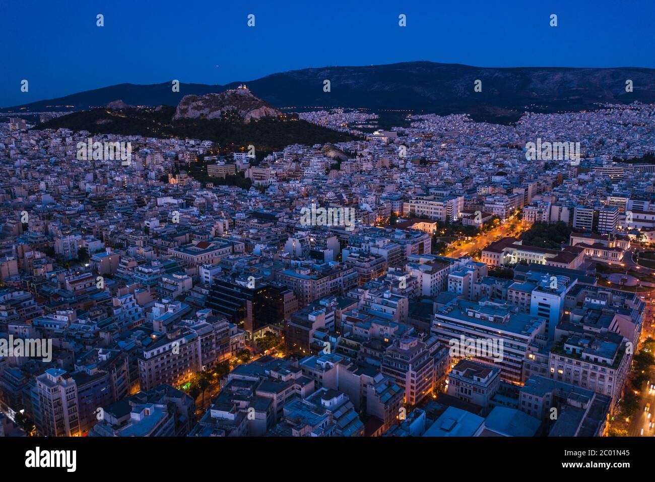 Panoramic View over Athens by Sunrise with old city downtown and ...