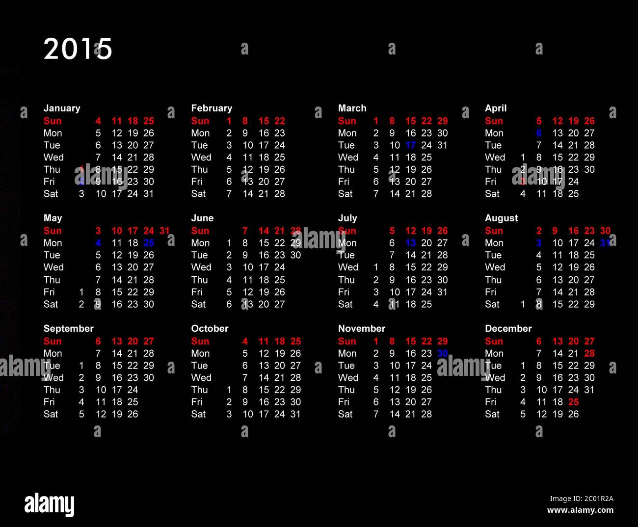 2015 calendar uk hi-res stock photography and images - Alamy