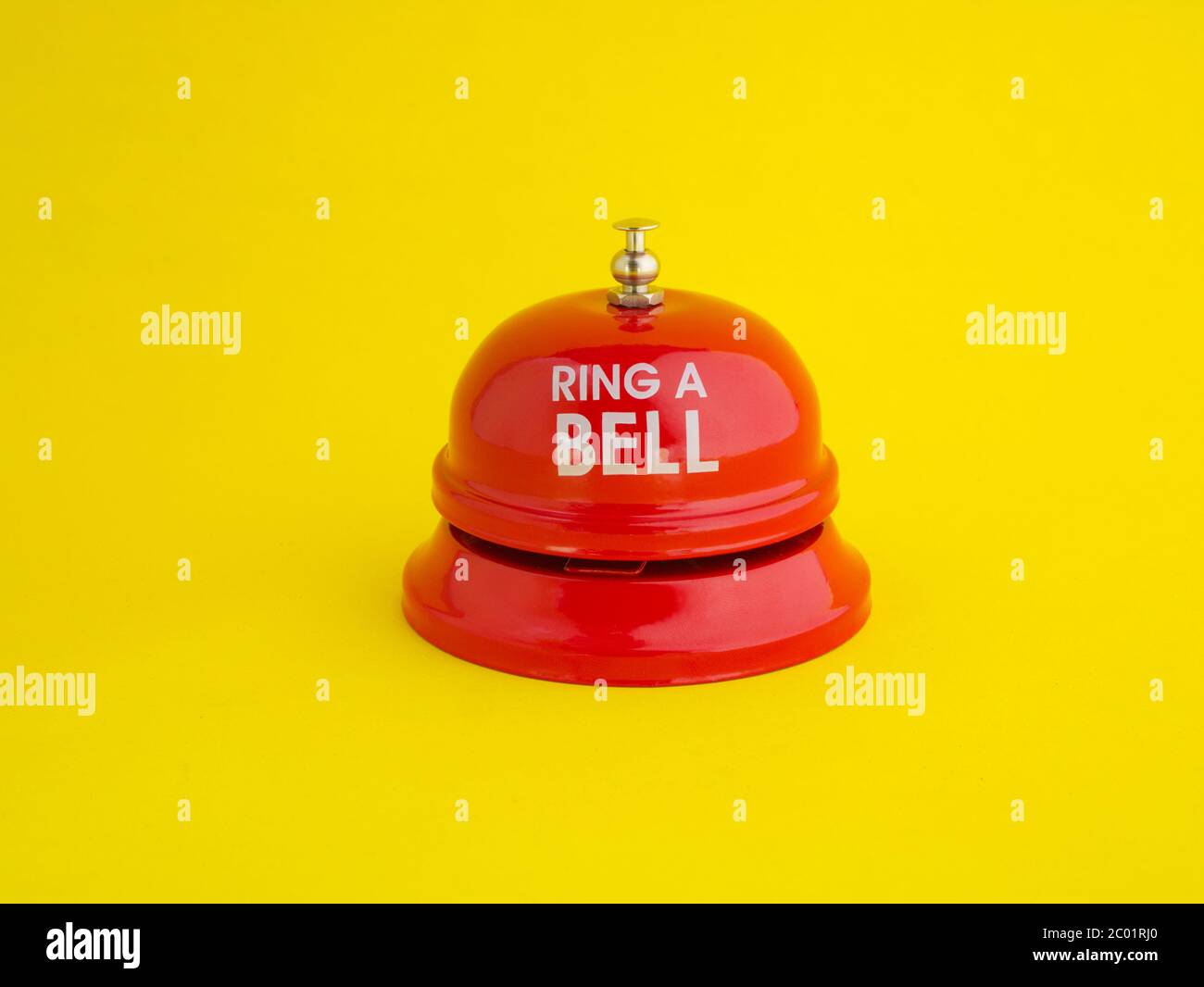 The red desktop bell has the message "ring a bell" placed on a bright ...
