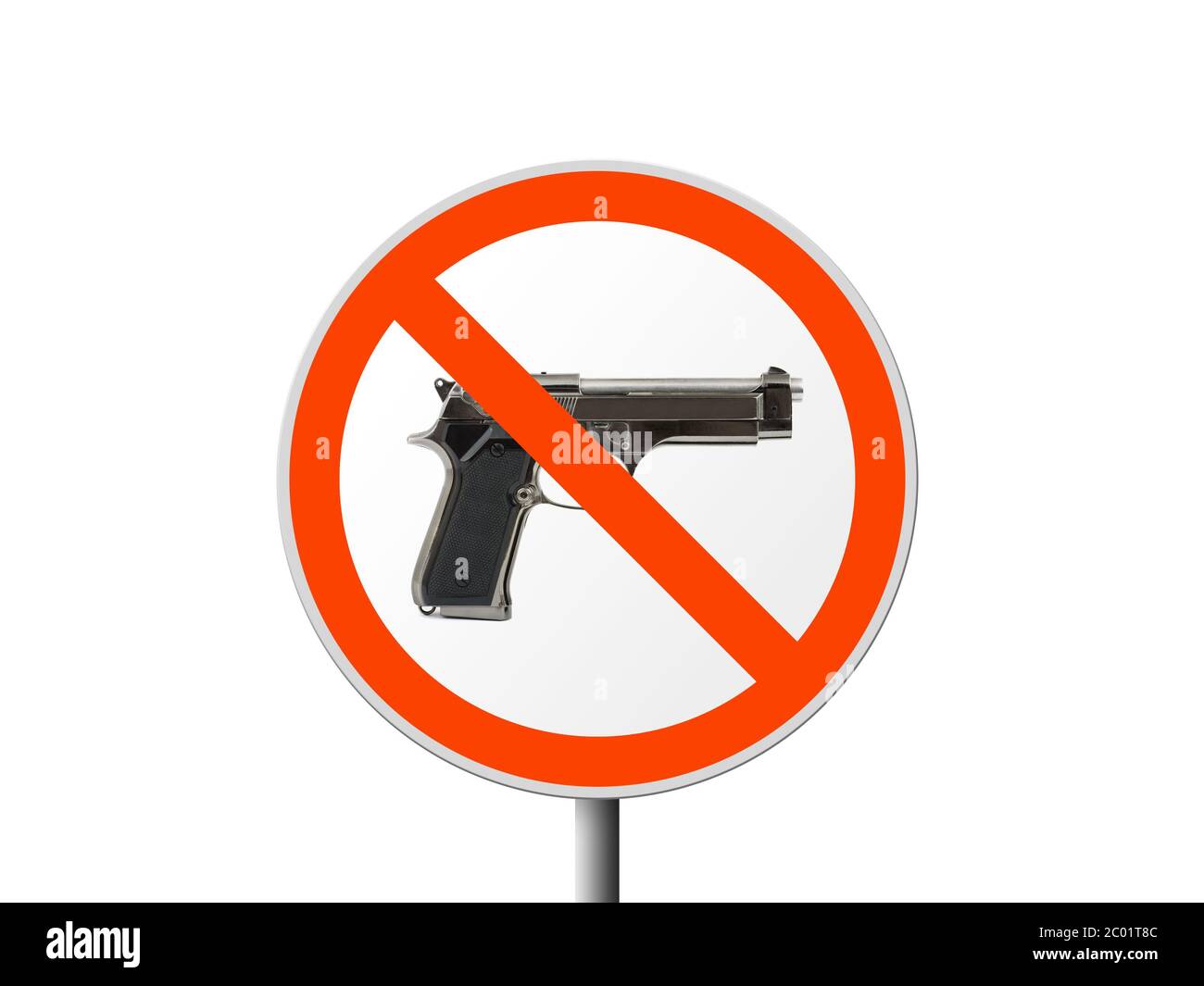 Round sign No gun Stock Photo - Alamy