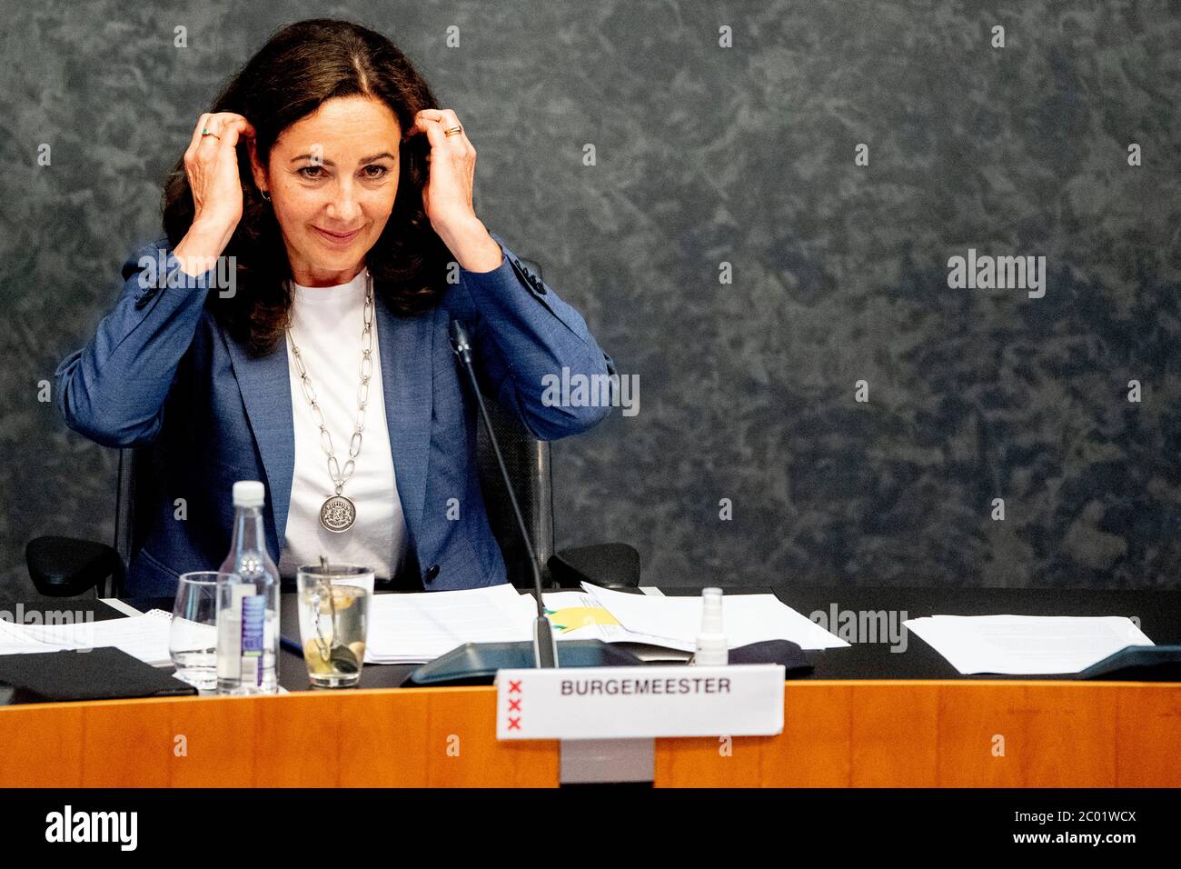 Amsterdam Mayor, Femke Halsema speaks during an emergency debate with ...