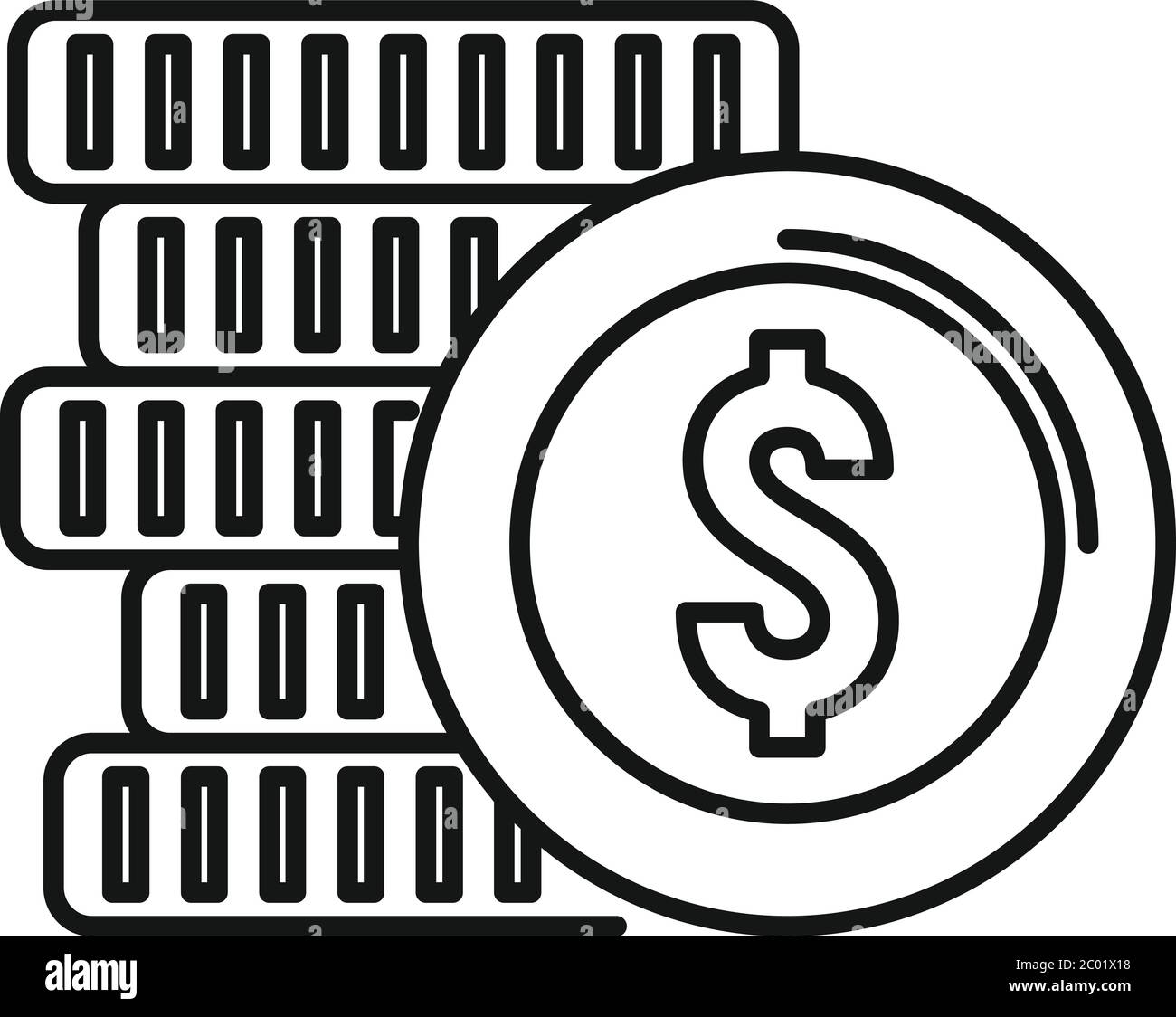 Coin stack icon. Outline coin stack vector icon for web design isolated ...
