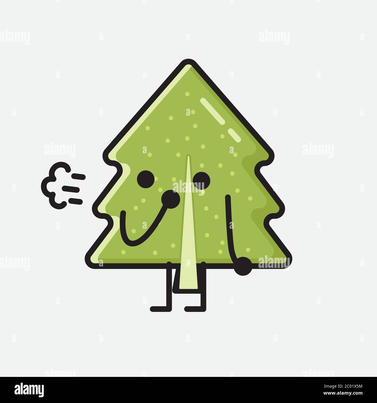 An Illustration of Cute Pine Tree Mascot Vector Character in Flat ...