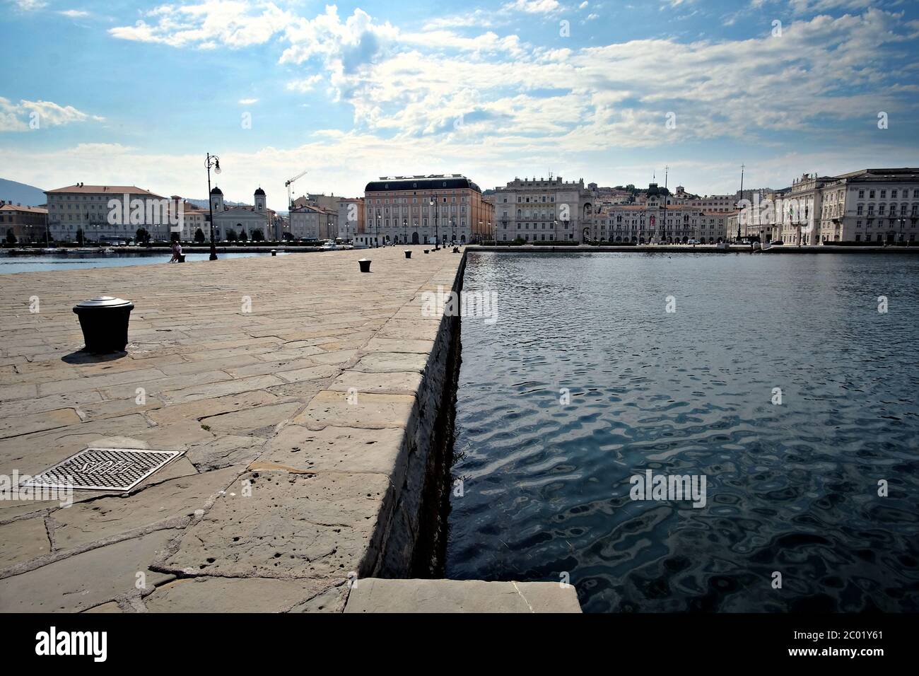 View of the seafront from the Molo Audace, famous pier in Trieste Stock ...