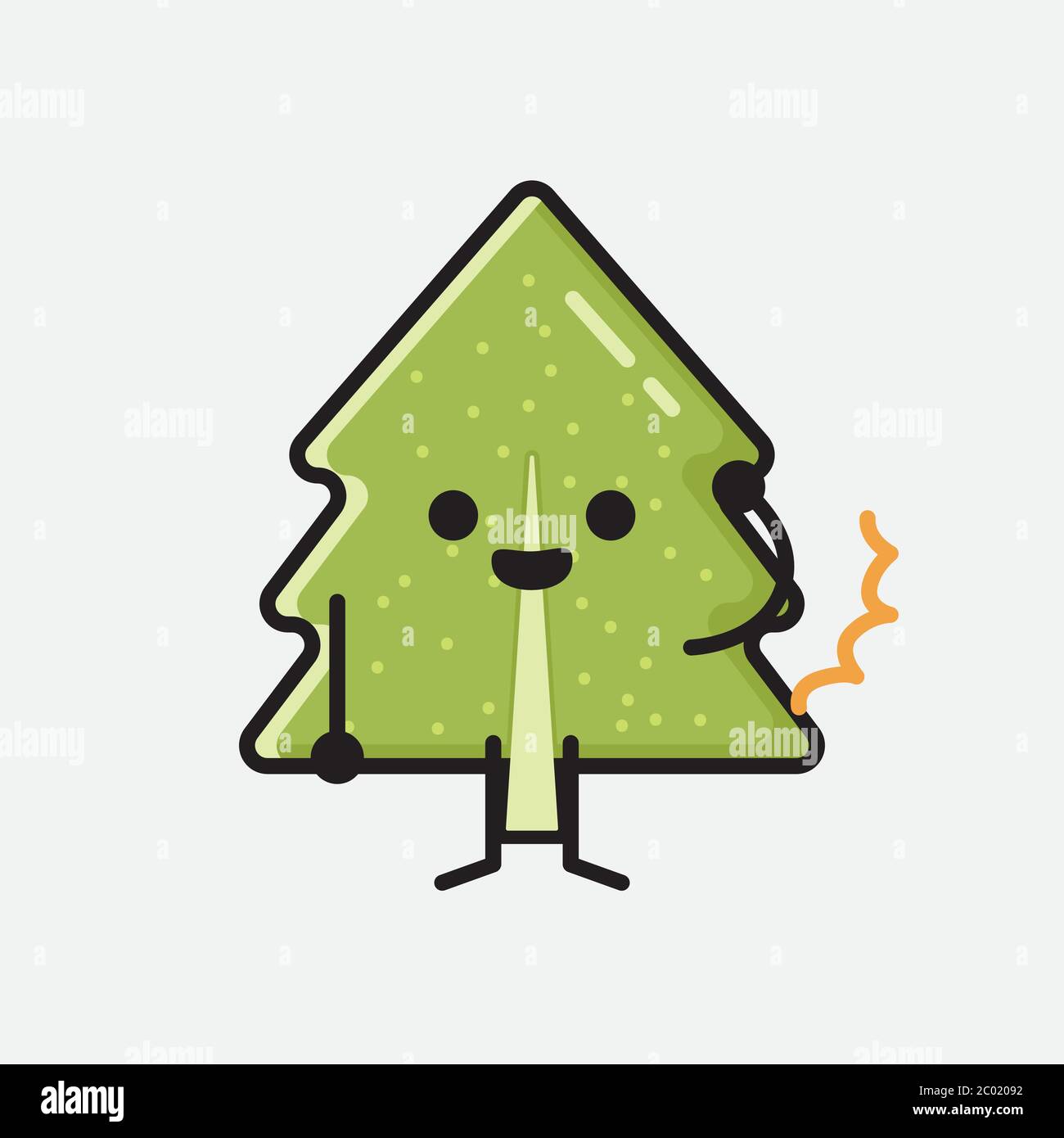 An Illustration of Cute Pine Tree Mascot Vector Character in Flat ...