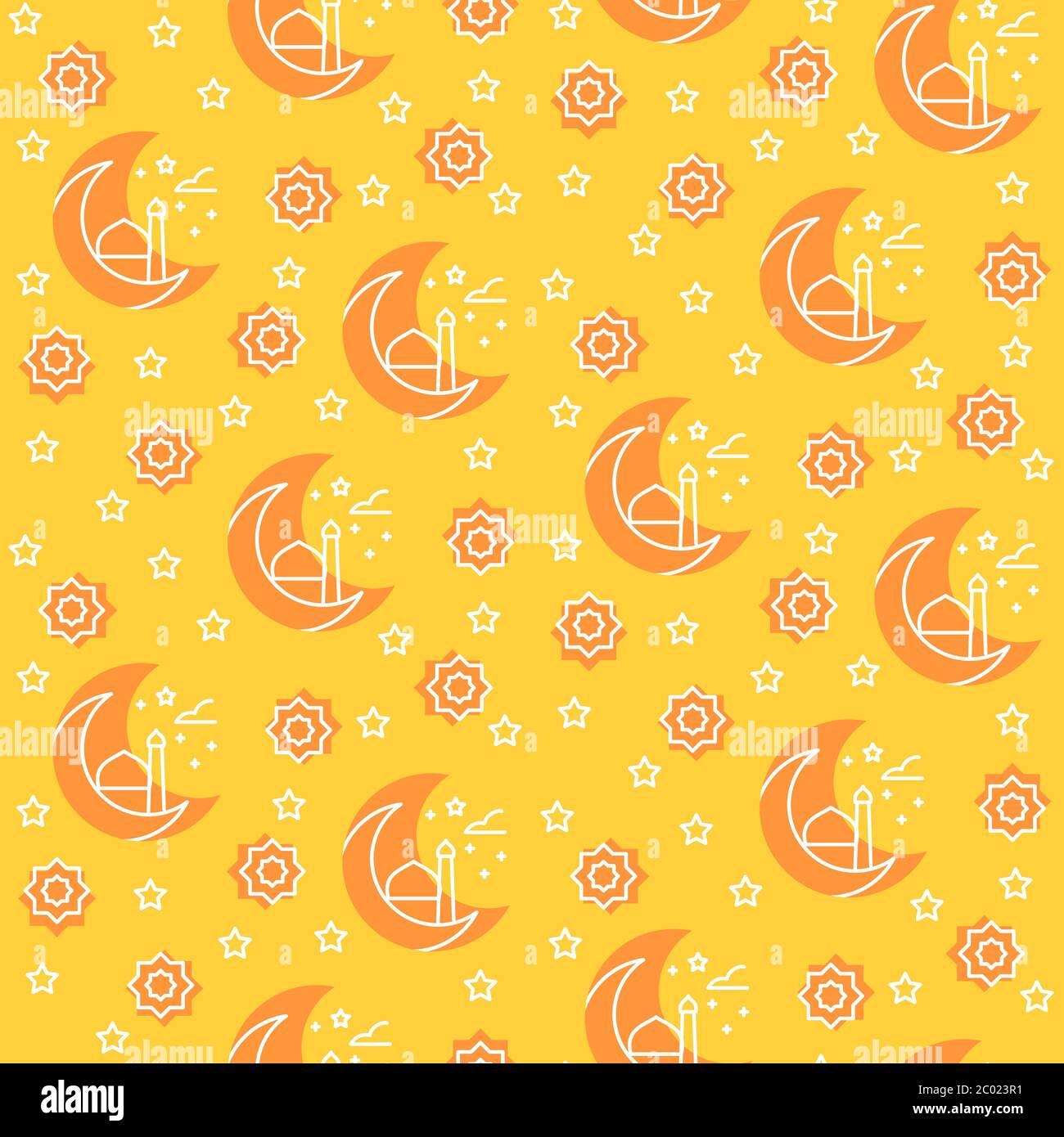 Islamic pattern icon half moon ornament mosque star with filled color ...