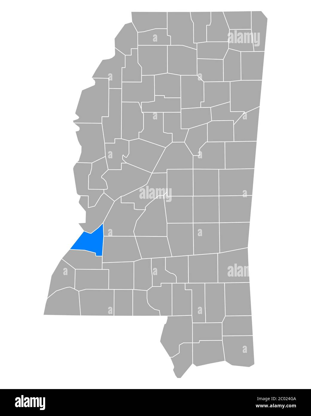 Map of Claiborne in Mississippi Stock Photo - Alamy