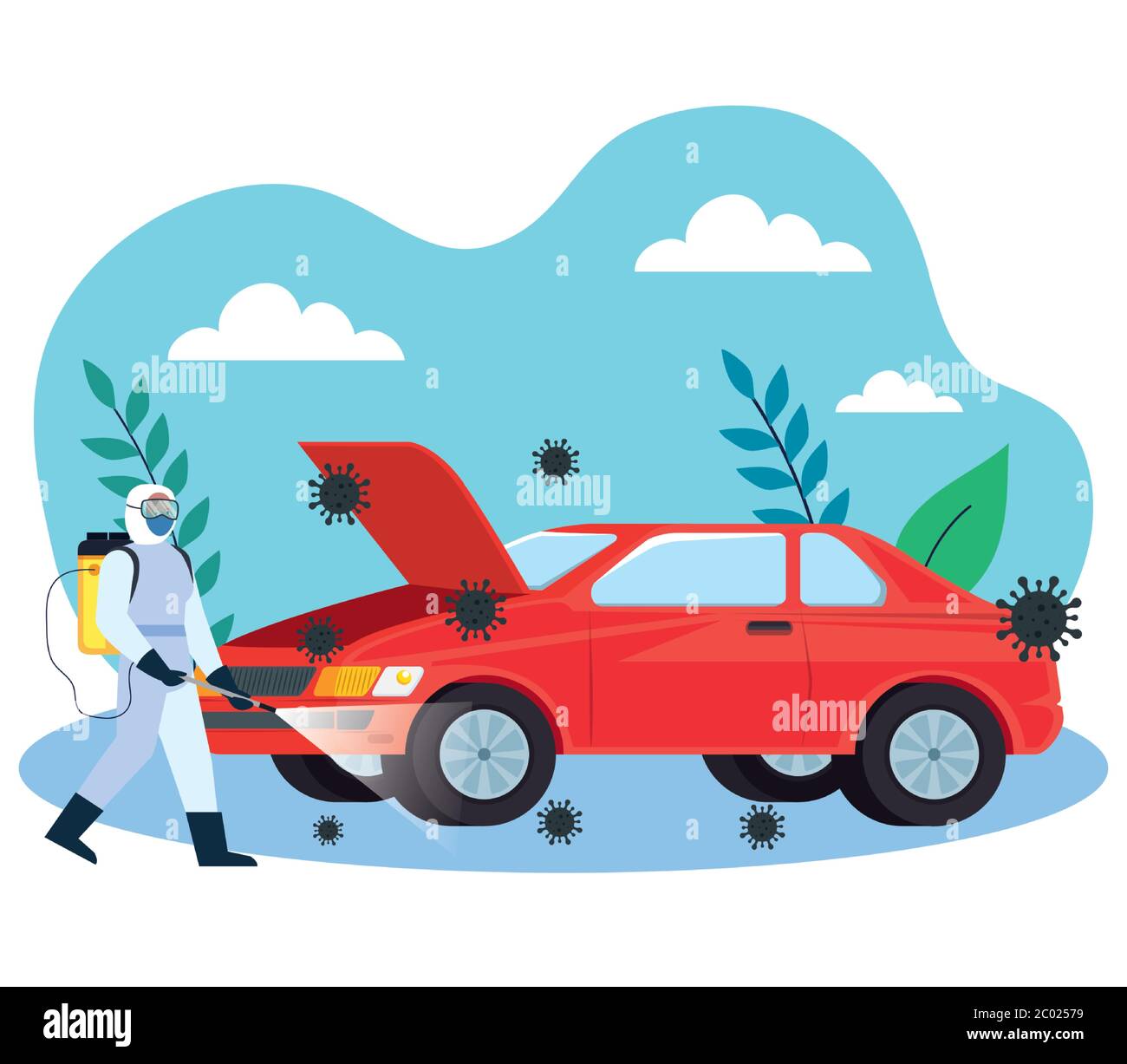 car disinfection service, prevention coronavirus covid 19, clean ...