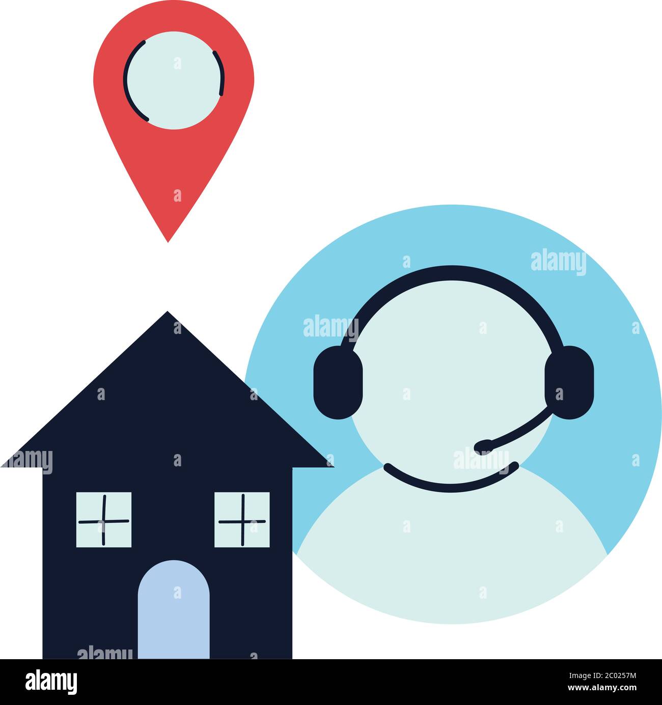 delivery location house with customer service vector illustration ...
