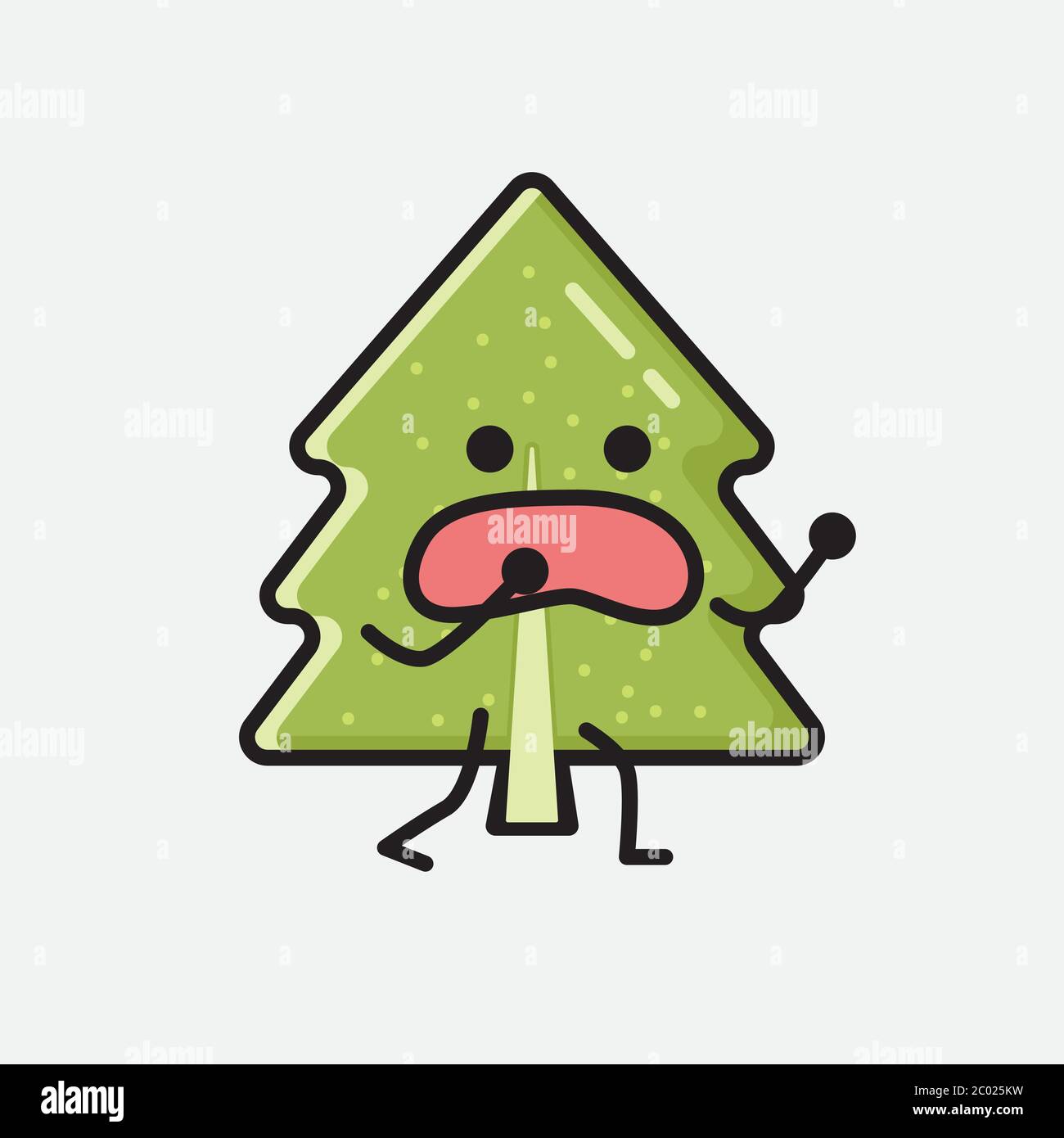 An Illustration of Cute Pine Tree Mascot Vector Character in Flat ...