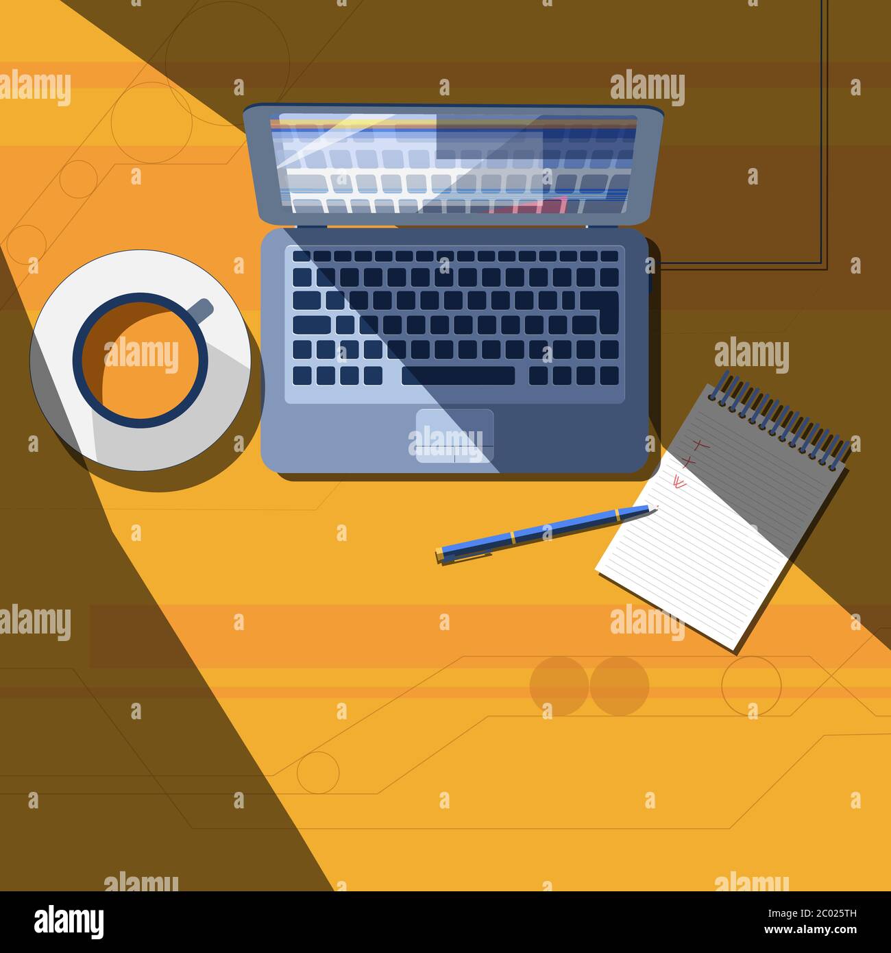 Office elements on the desk and Computer . Vector illustraion EPS 10 ...