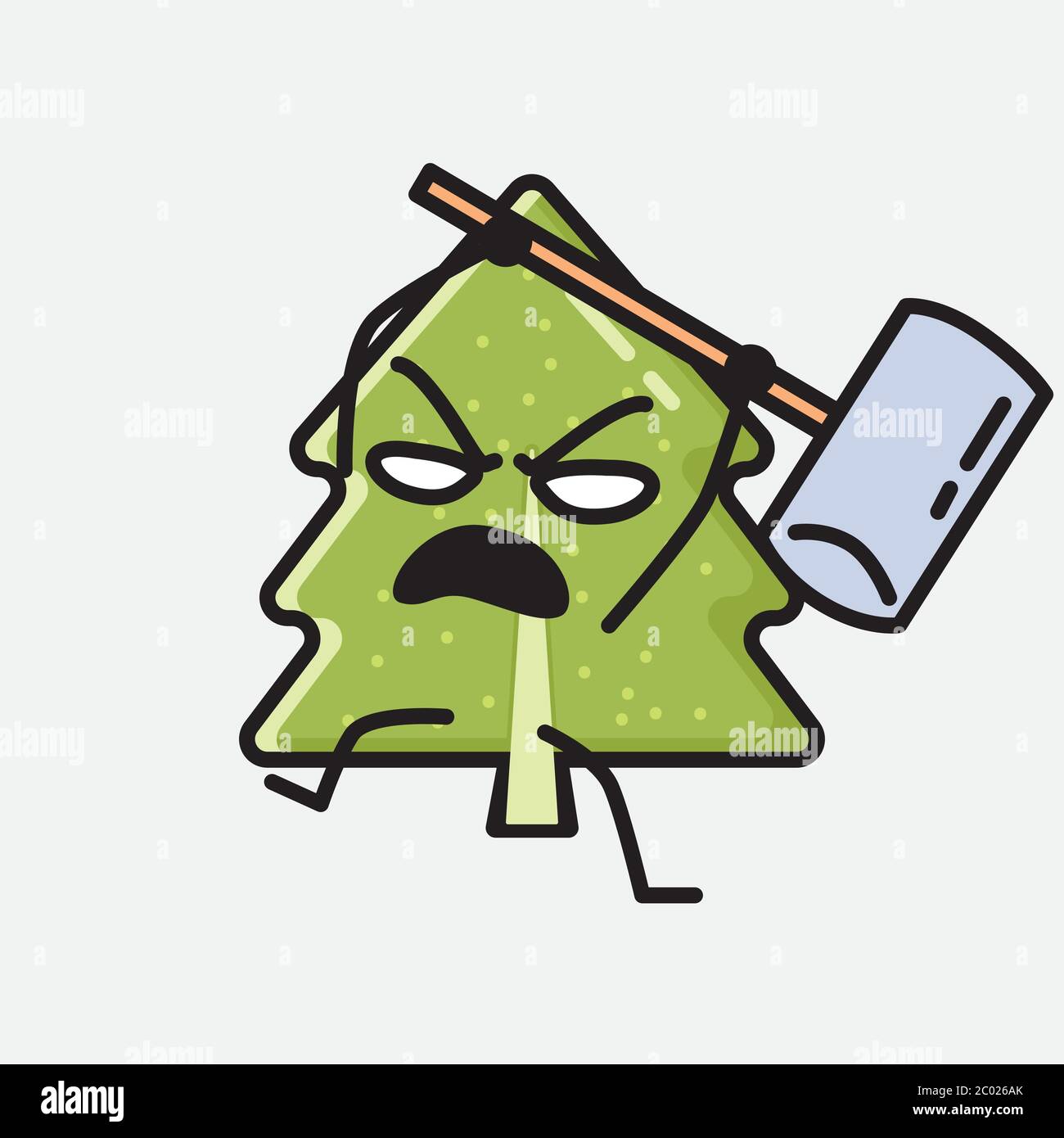 An Illustration of Cute Pine Tree Mascot Vector Character in Flat ...