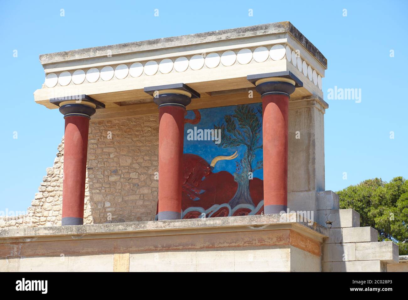 Scenic ruins of the Minoan Palace of Knossos on Crete, Greece Stock ...
