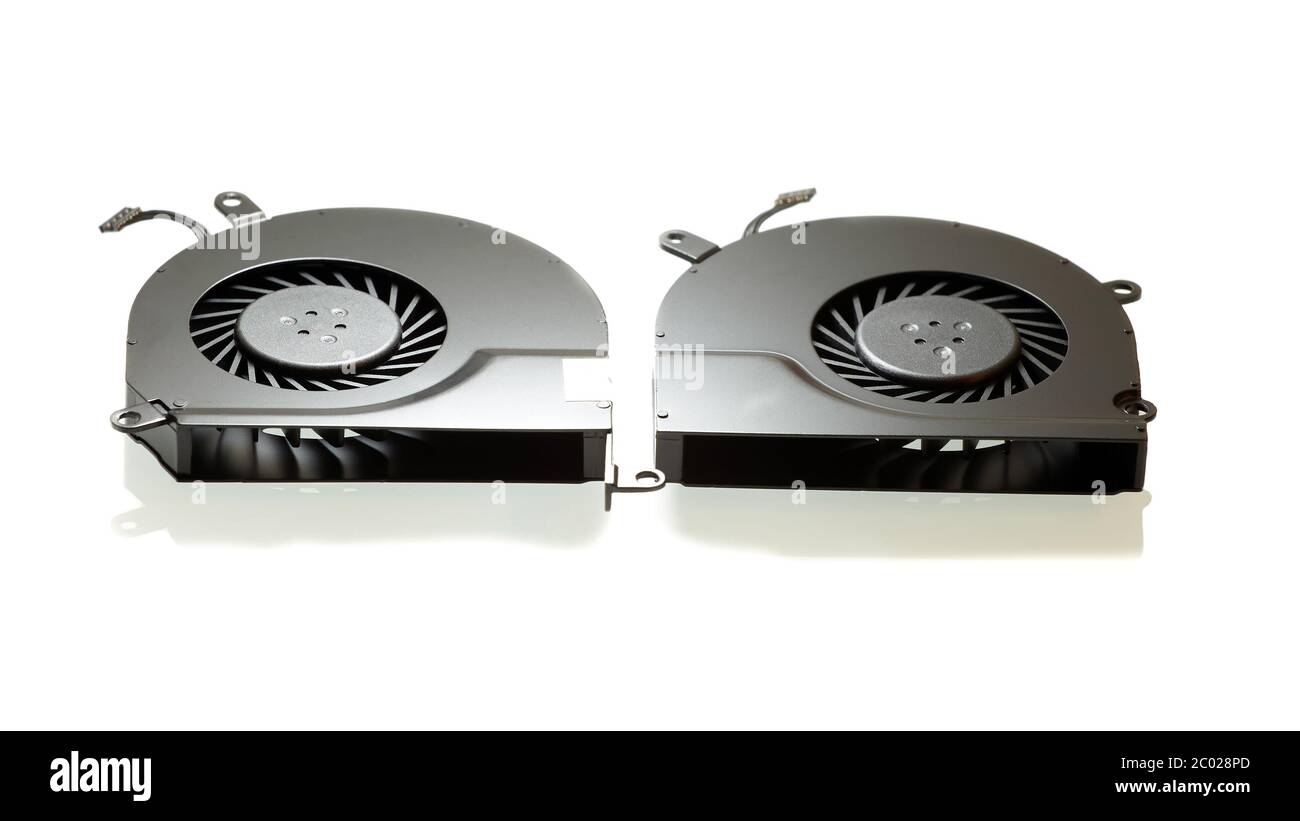 The cooling fan system elements, laptop computer coolers, close-up ...