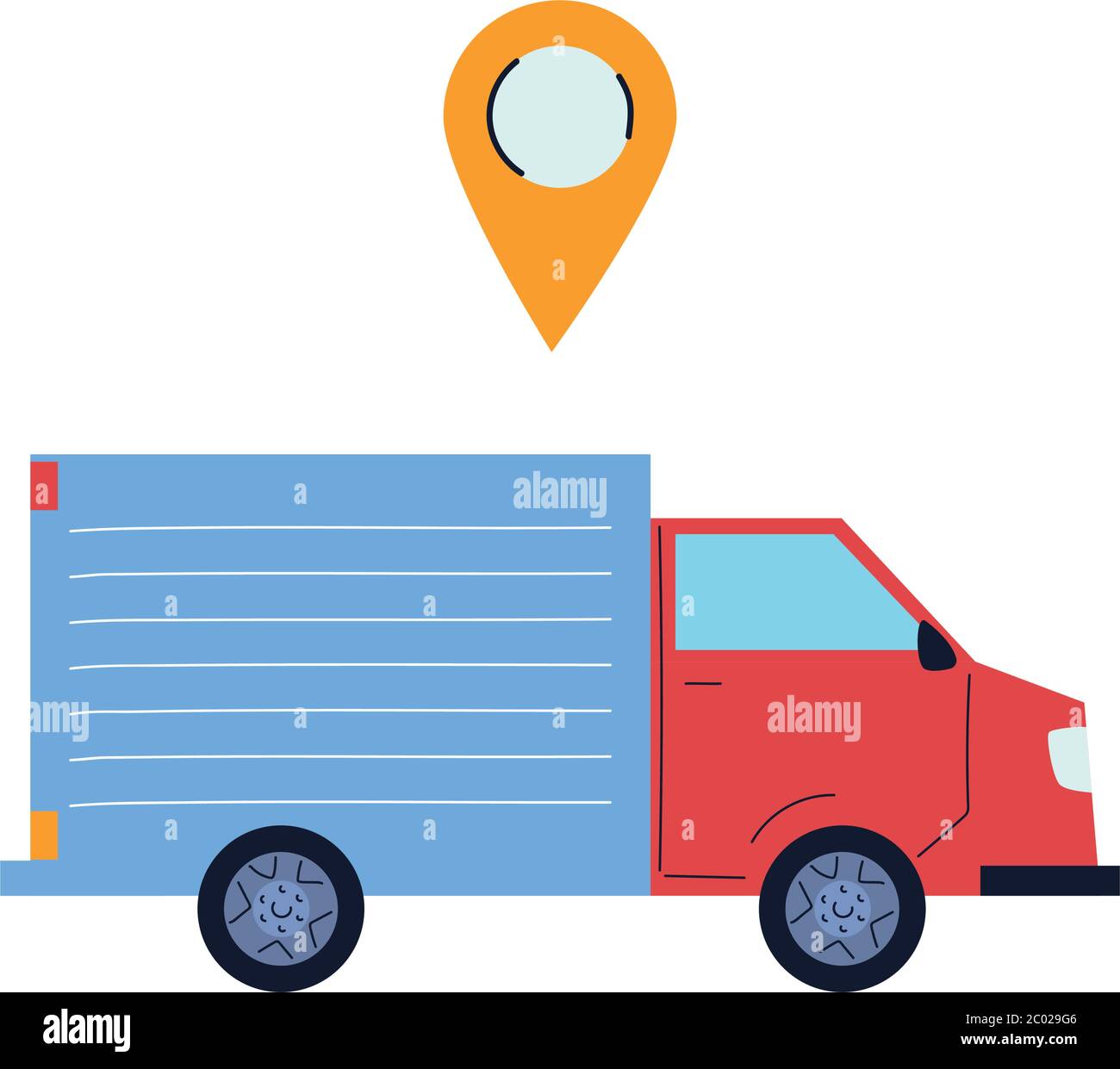 transport of merchandise for stores with location vector illustration ...