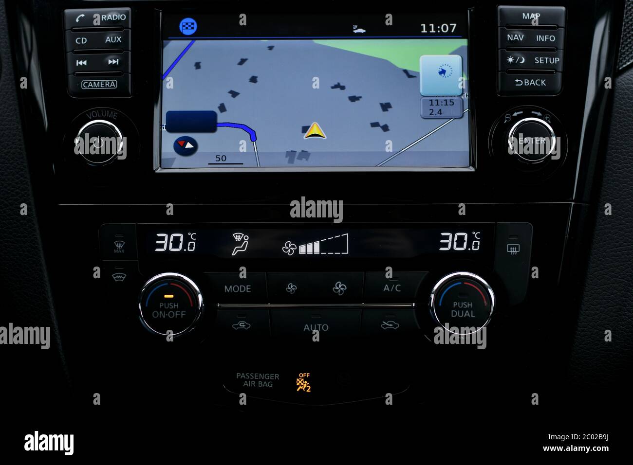 The car panel. A built computer screen with a navigator and a separate ...