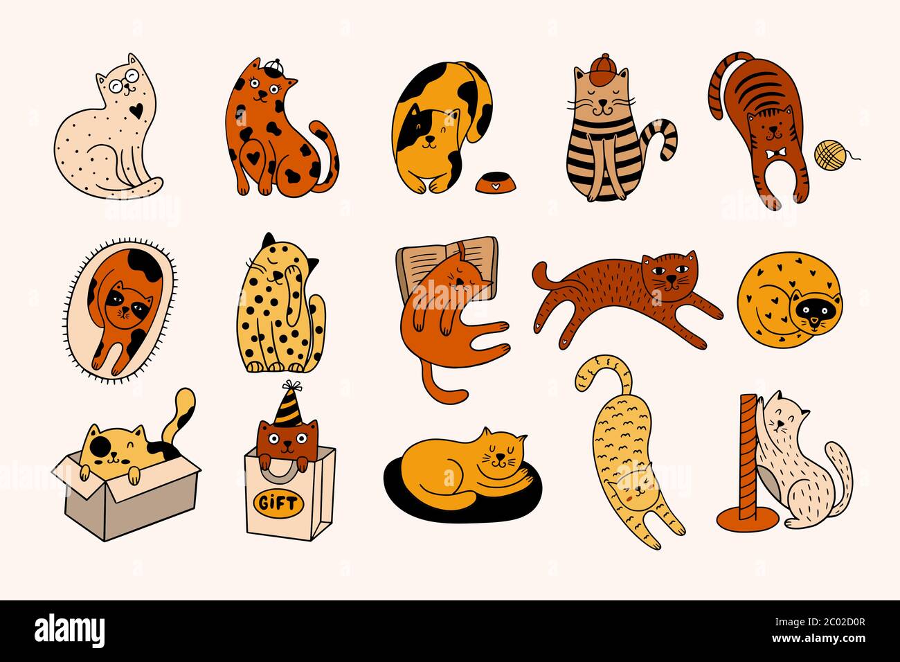 Cartoon cat playing ball yarn hi-res stock photography and images - Alamy