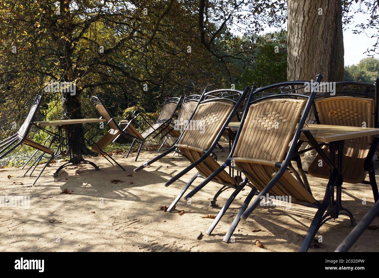 Chairs in the beer garden Stock Photo - Alamy
