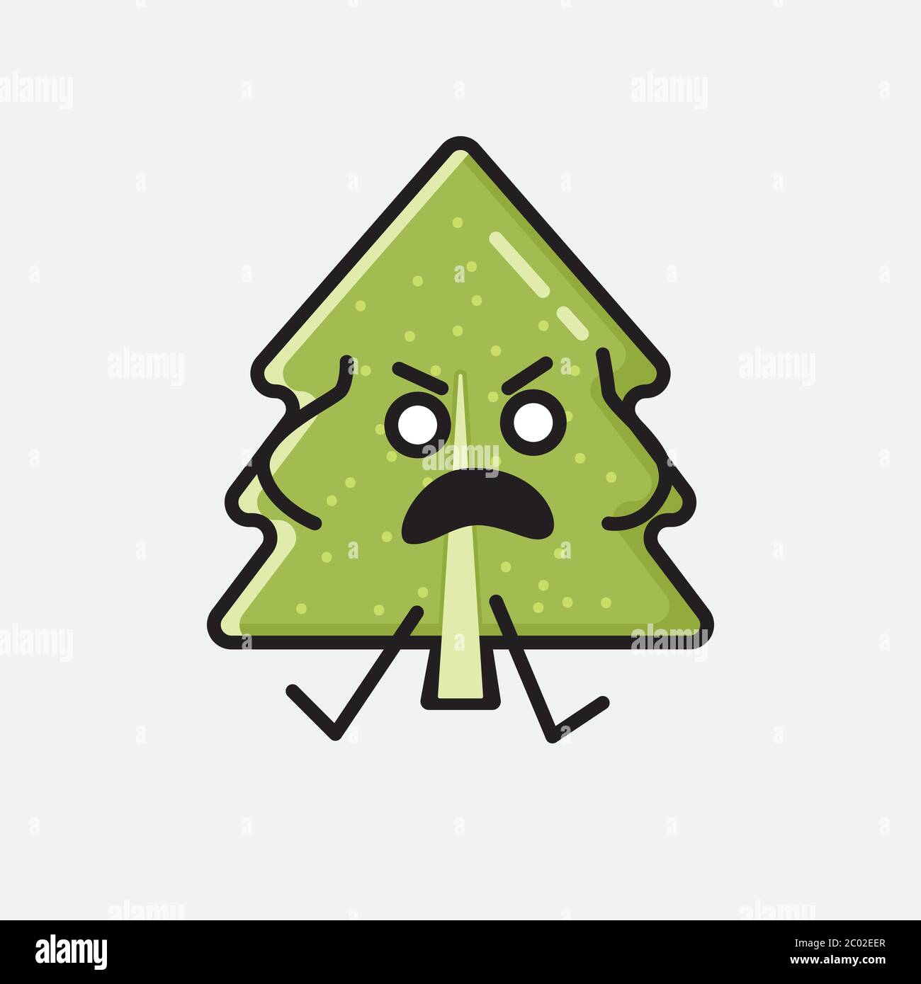 An Illustration of Cute Pine Tree Mascot Vector Character in Flat ...