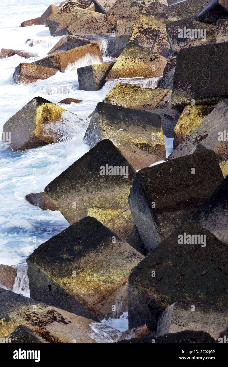 Concrete ashlar as bank reinforcement Stock Photo - Alamy