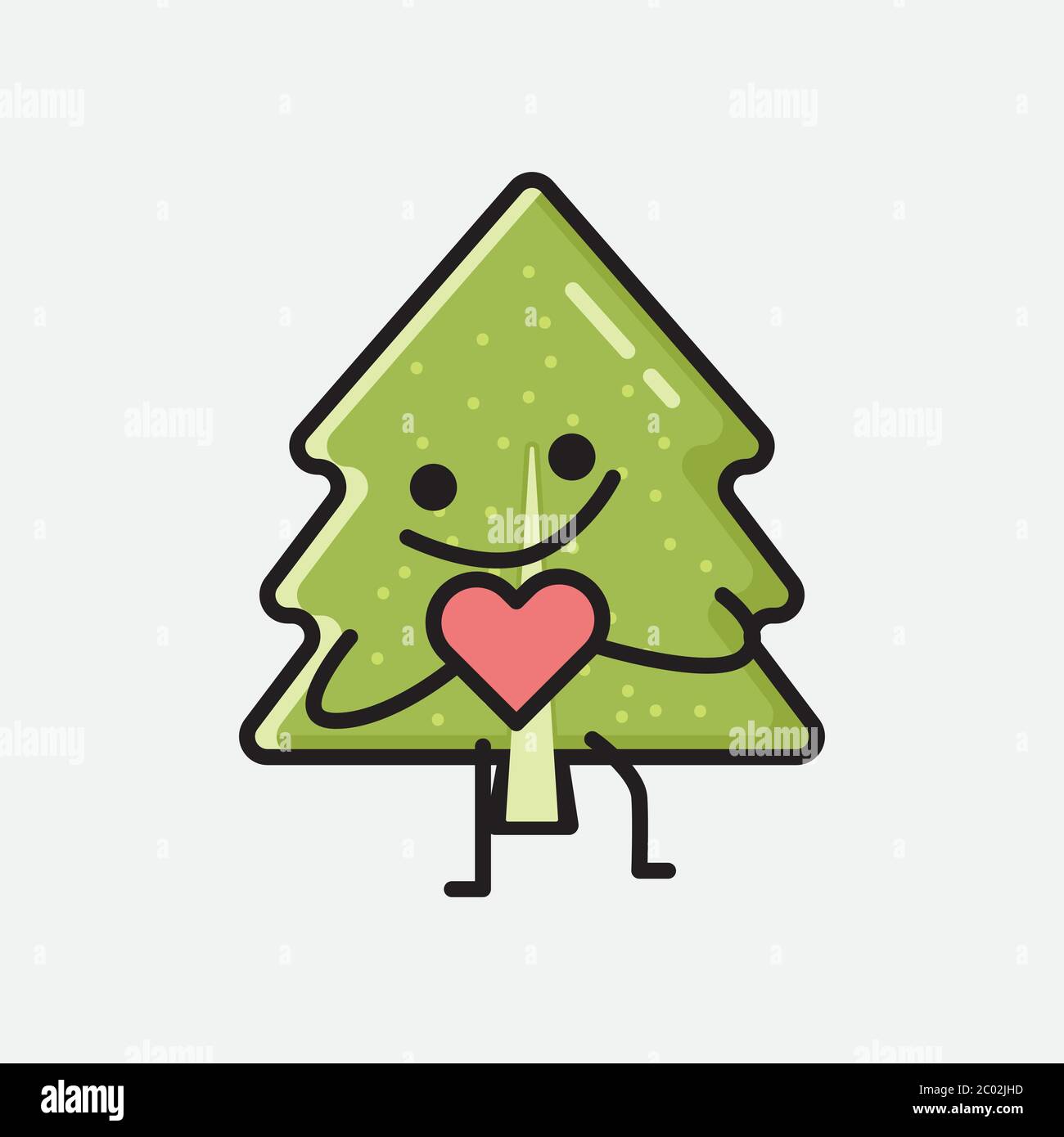 An Illustration of Cute Pine Tree Mascot Vector Character in Flat ...