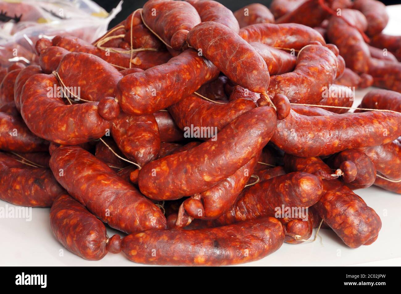 traditional sausages on the market Stock Photo - Alamy