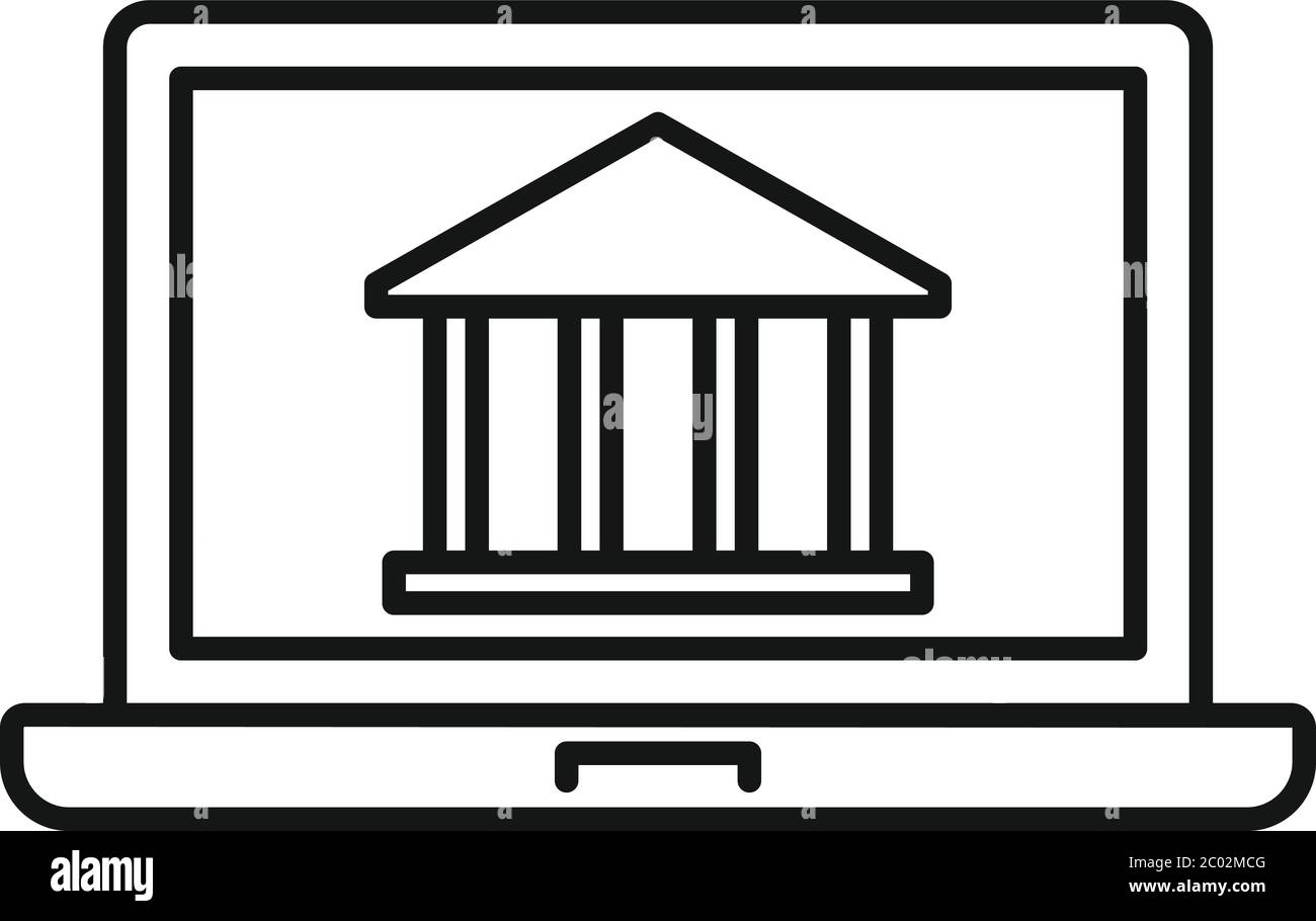 Laptop web banking icon. Outline laptop web banking vector icon for web ...