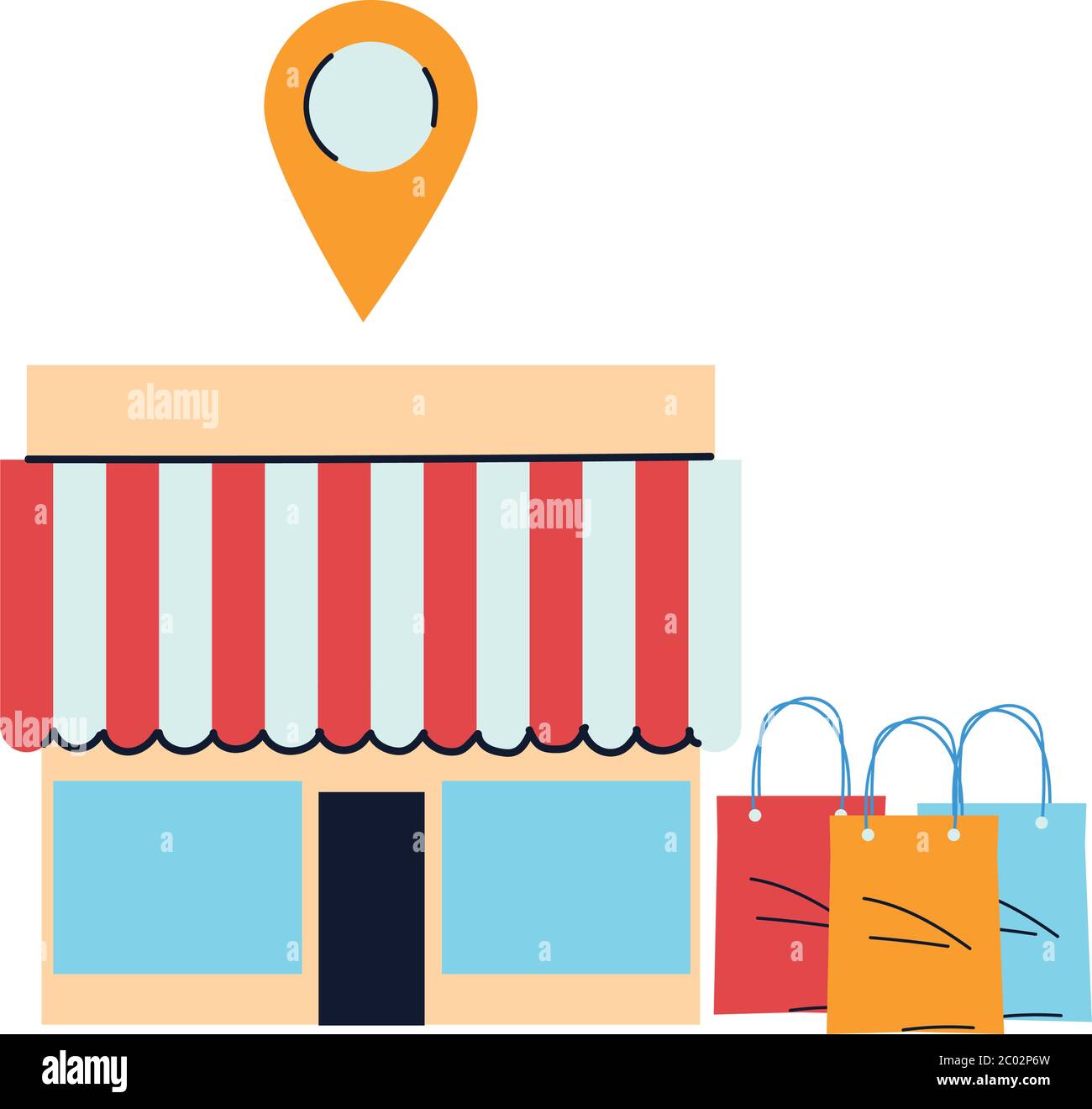 store with merchandise and location vector illustration desing Stock ...