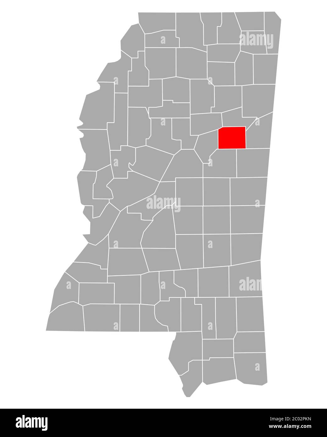 Map of Oktibbeha in Mississippi Stock Photo - Alamy