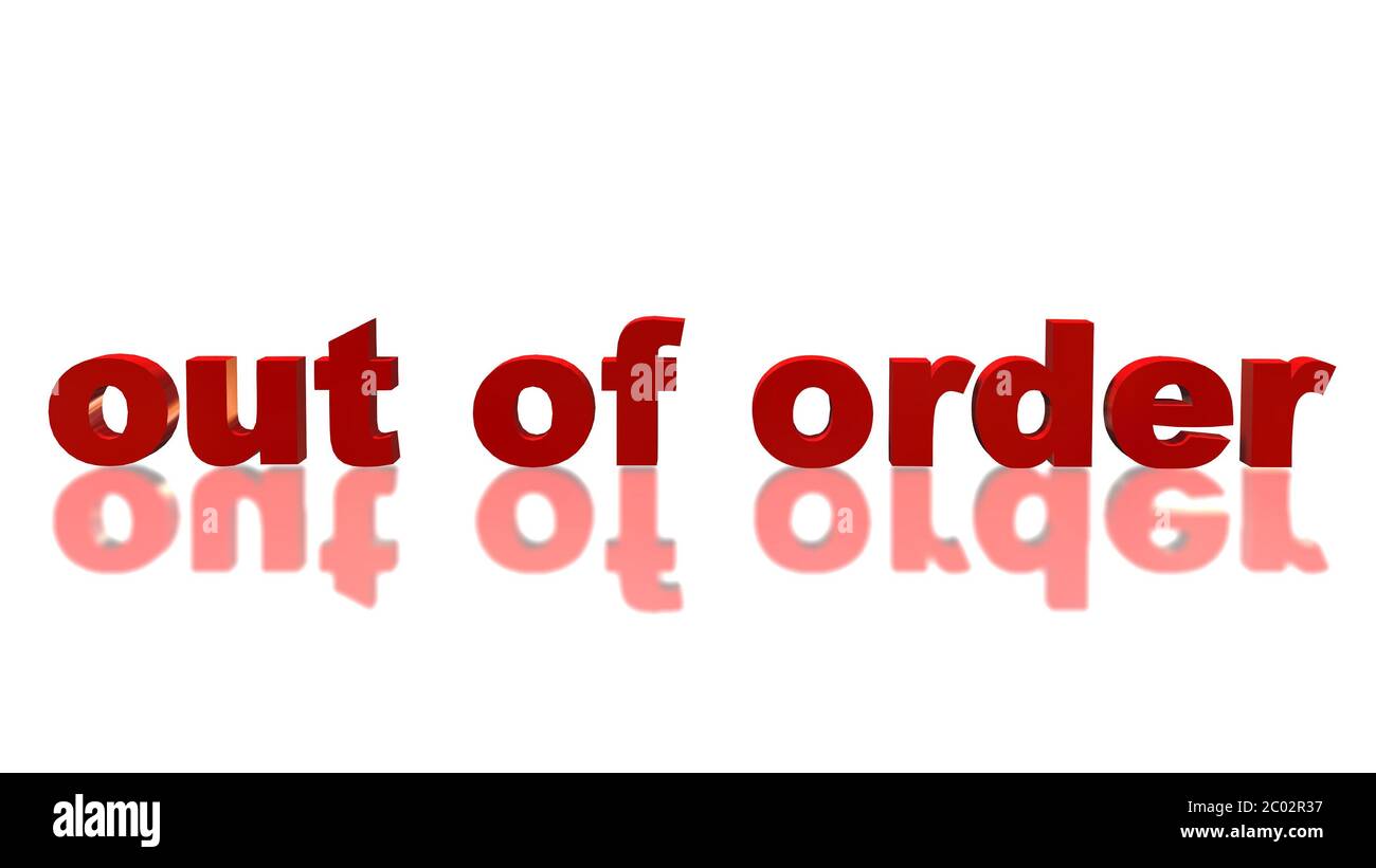 Lettering - out of order - with reflections on the floor - isolated on ...